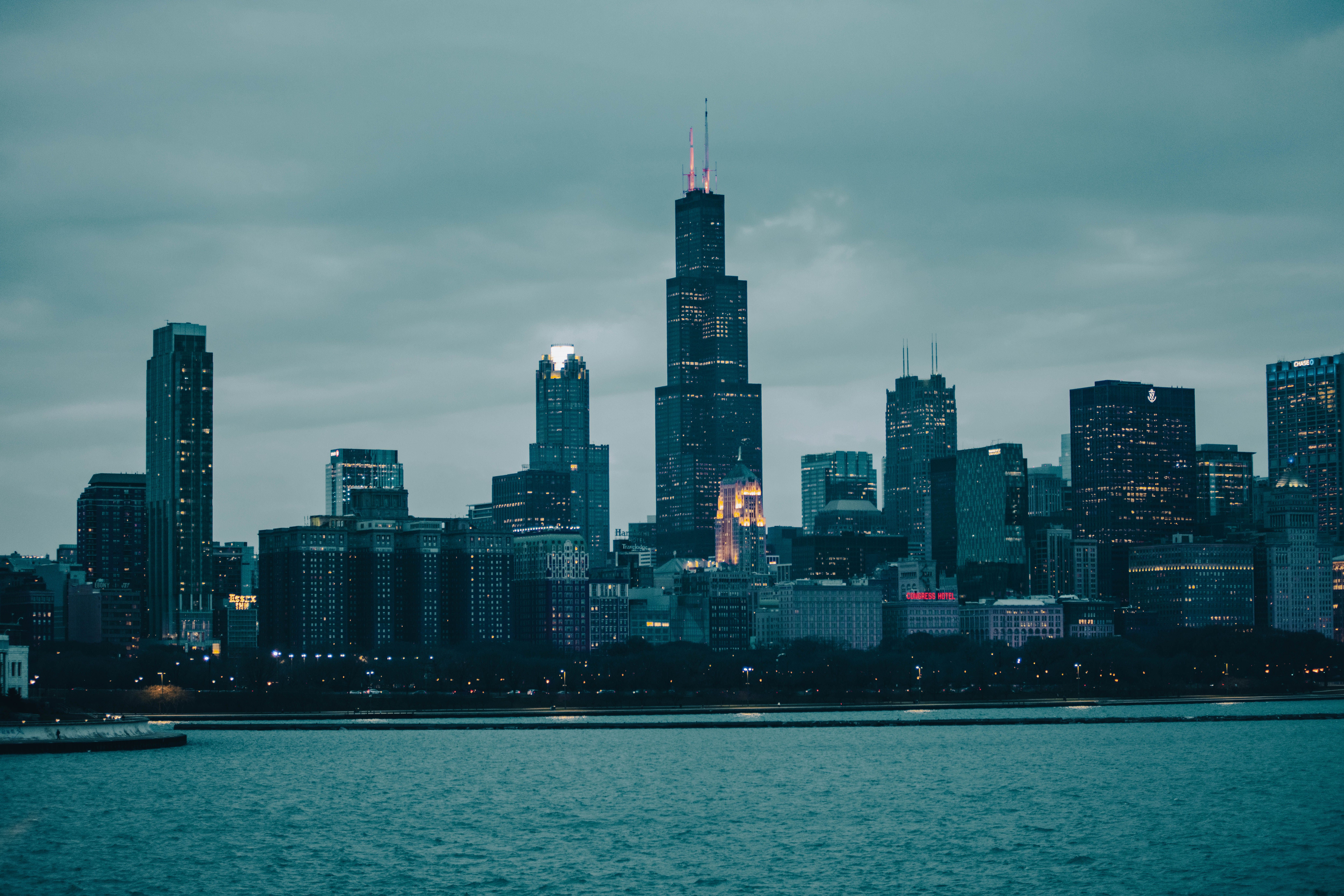View of Chicago Skyline under a Cloudy Sky · Free Stock Photo