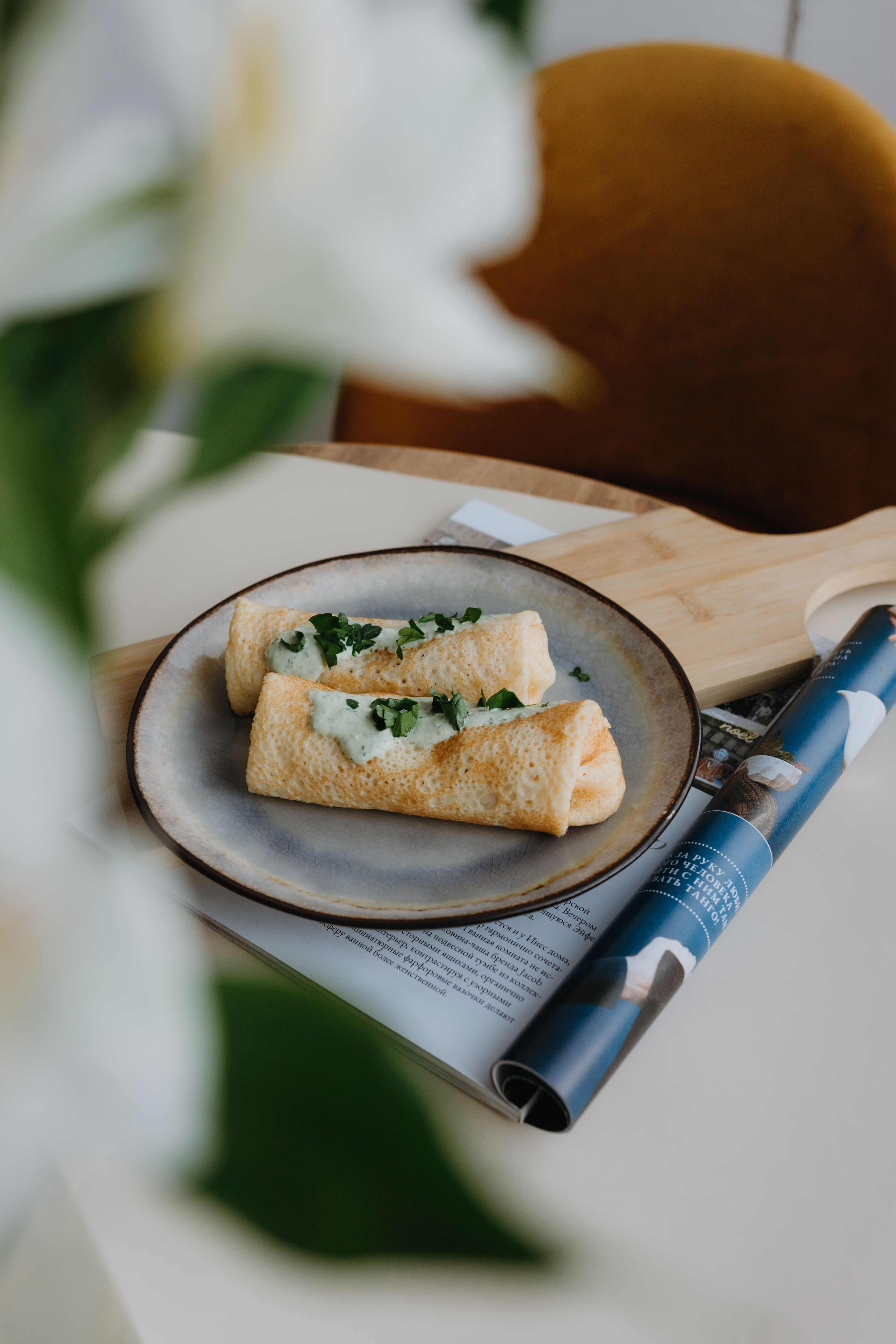 Plate of Rolled Crepes with Sauce on the Top · Free Stock Photo