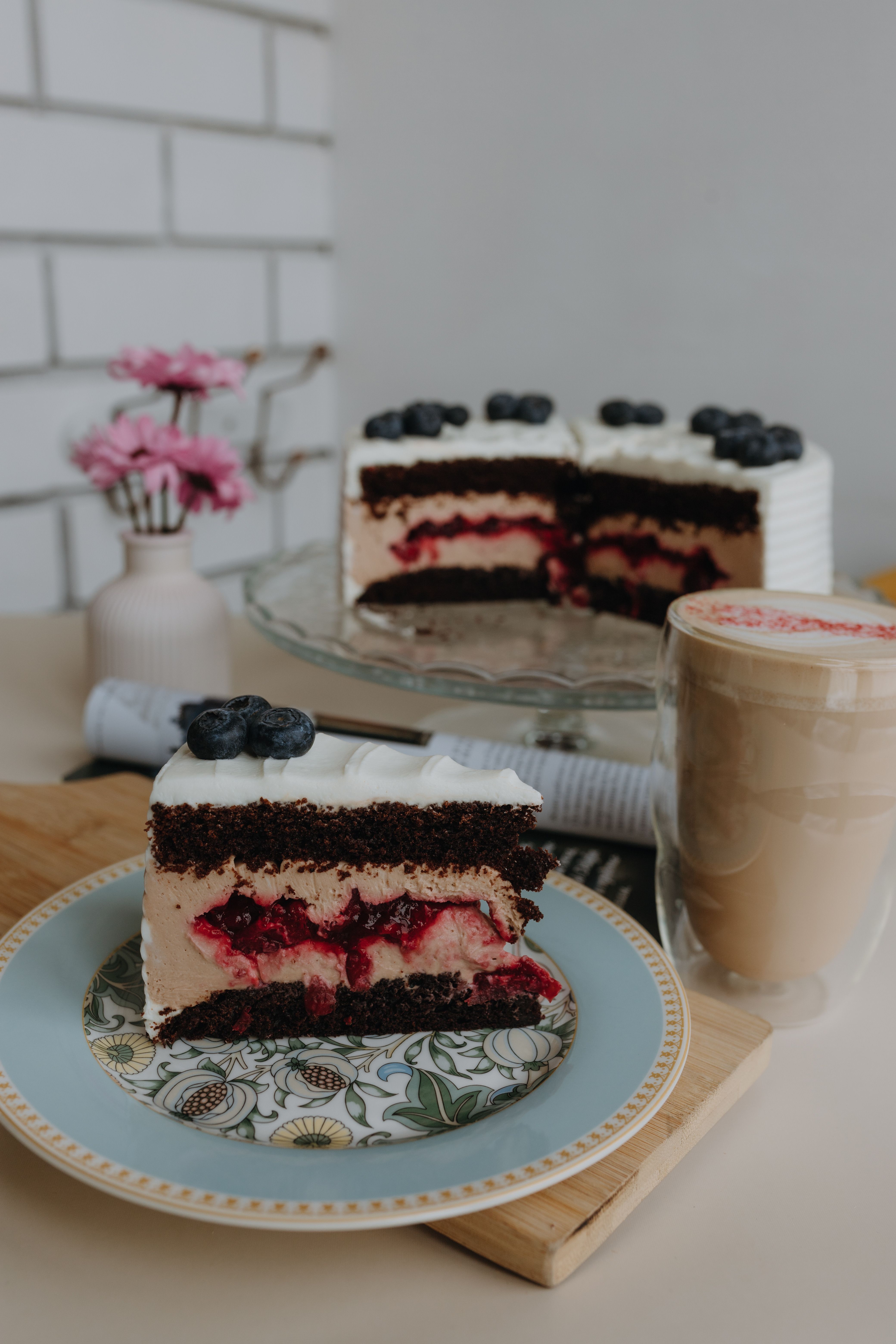 Slice of a Blueberry Cake on a Plate · Free Stock Photo