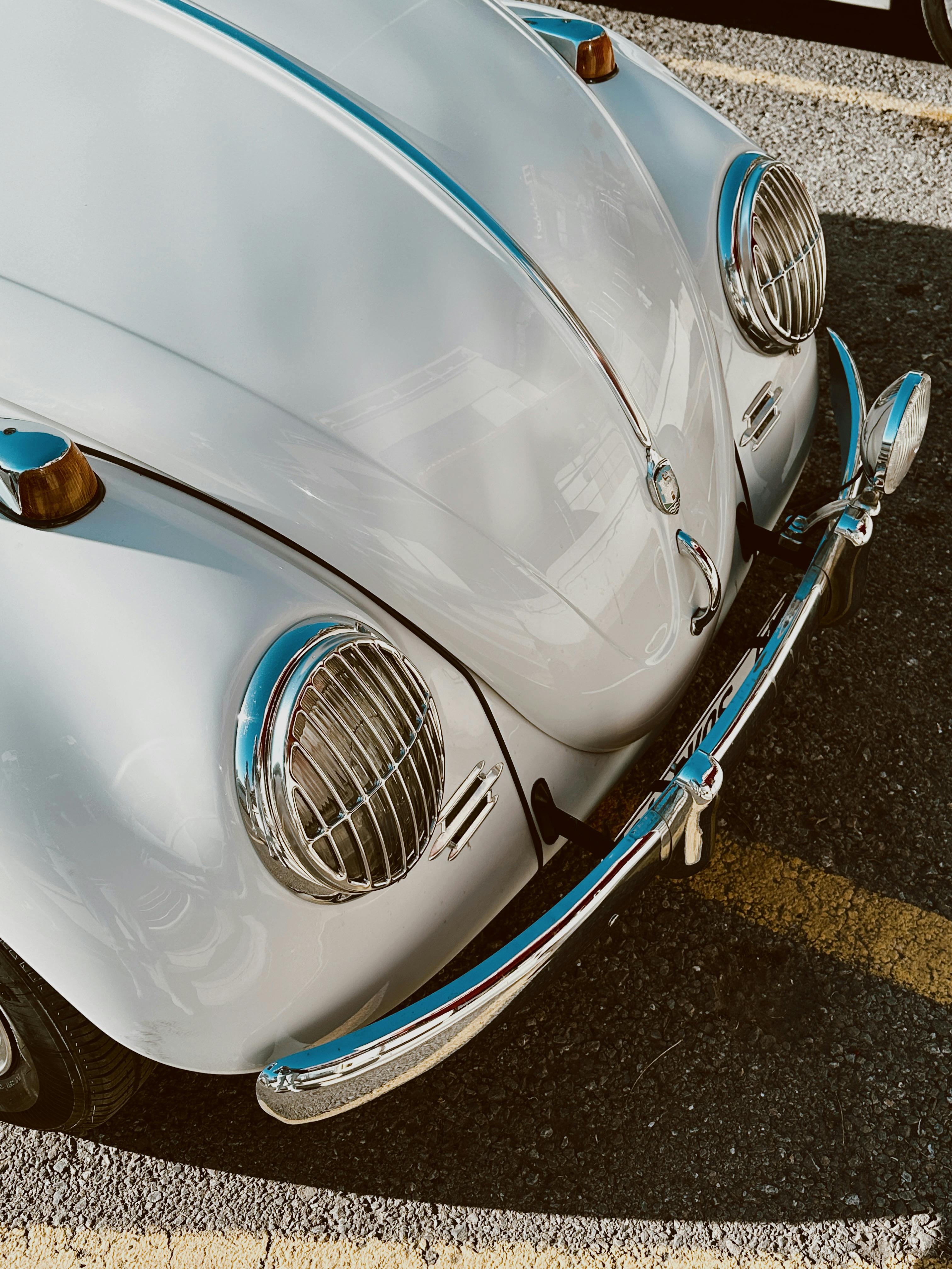 Red Volkswagen Beetle Parked at Road Side Near Pedestrian Lane · Free ...