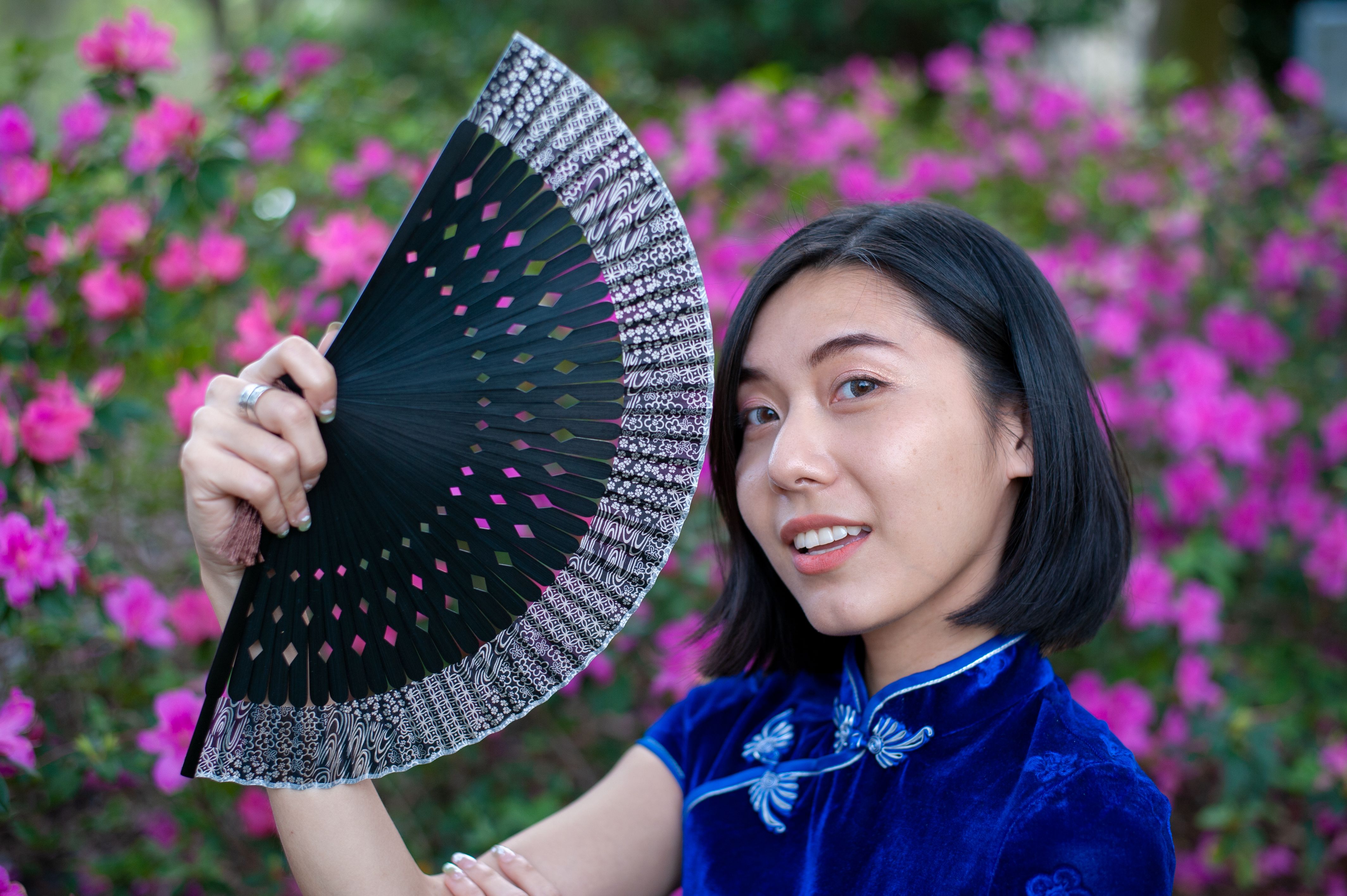 Portrait of Woman with Fan · Free Stock Photo