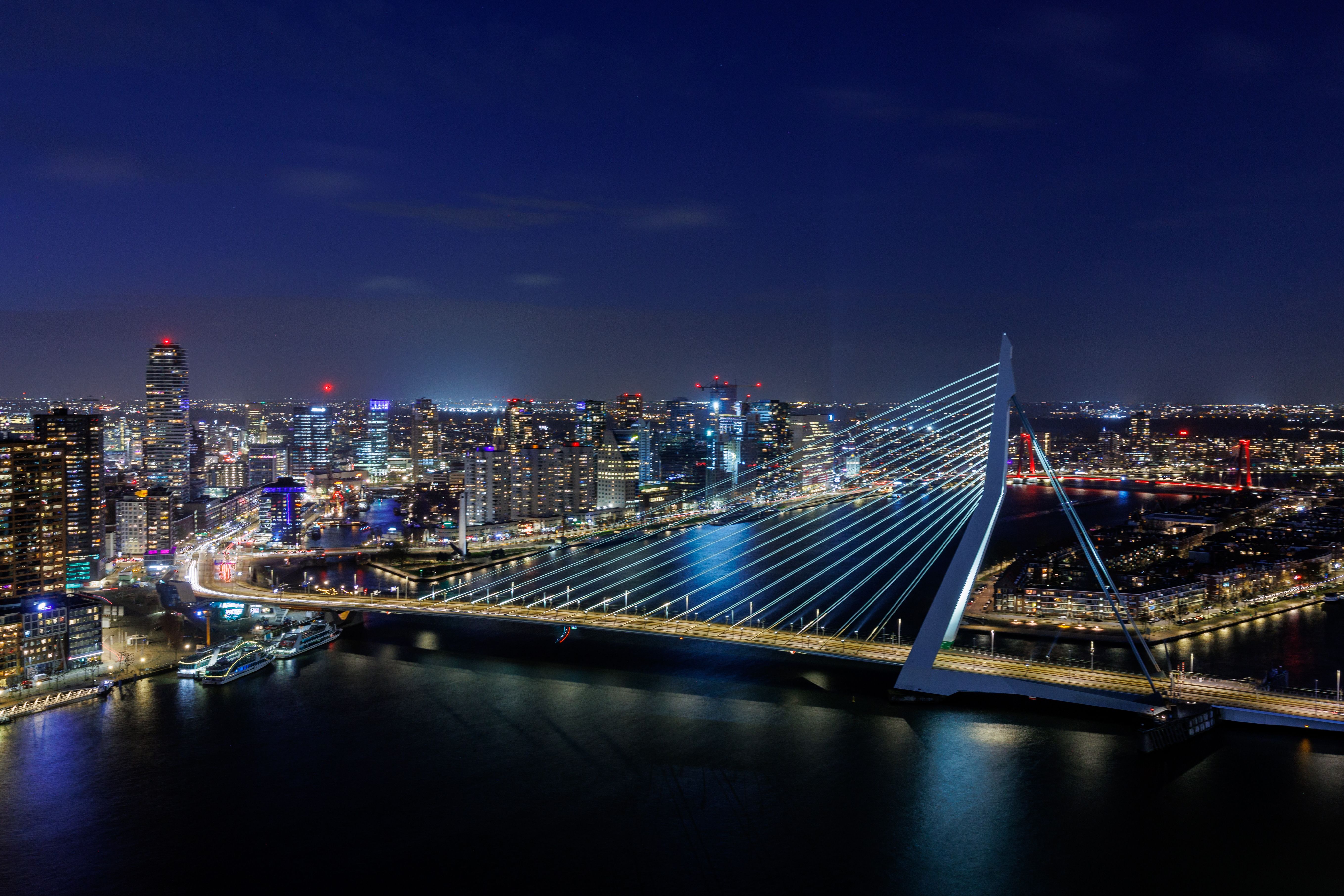 Rotterdam skyline at night · Free Stock Photo