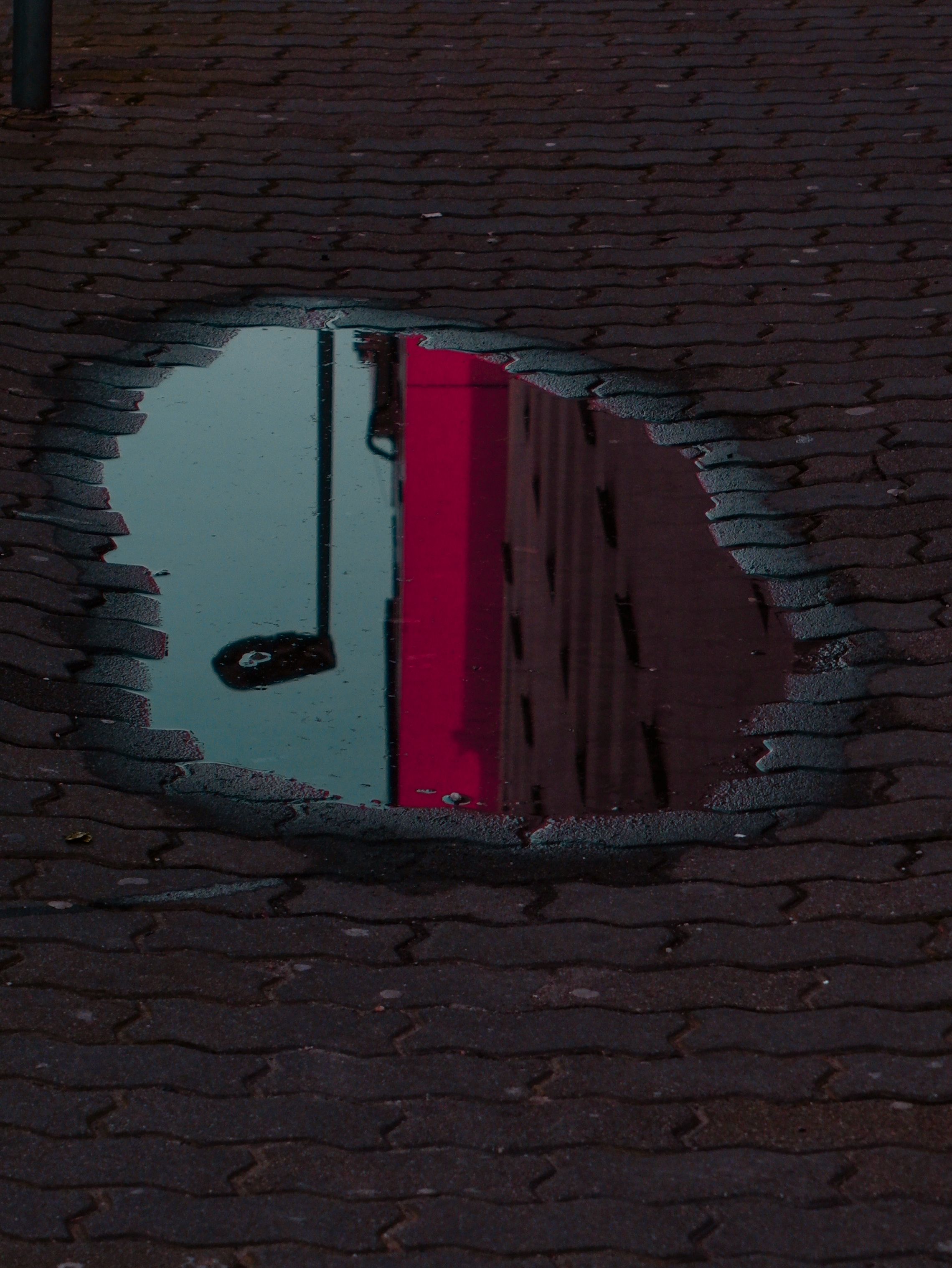 Street Lamp Reflection in Puddle · Free Stock Photo