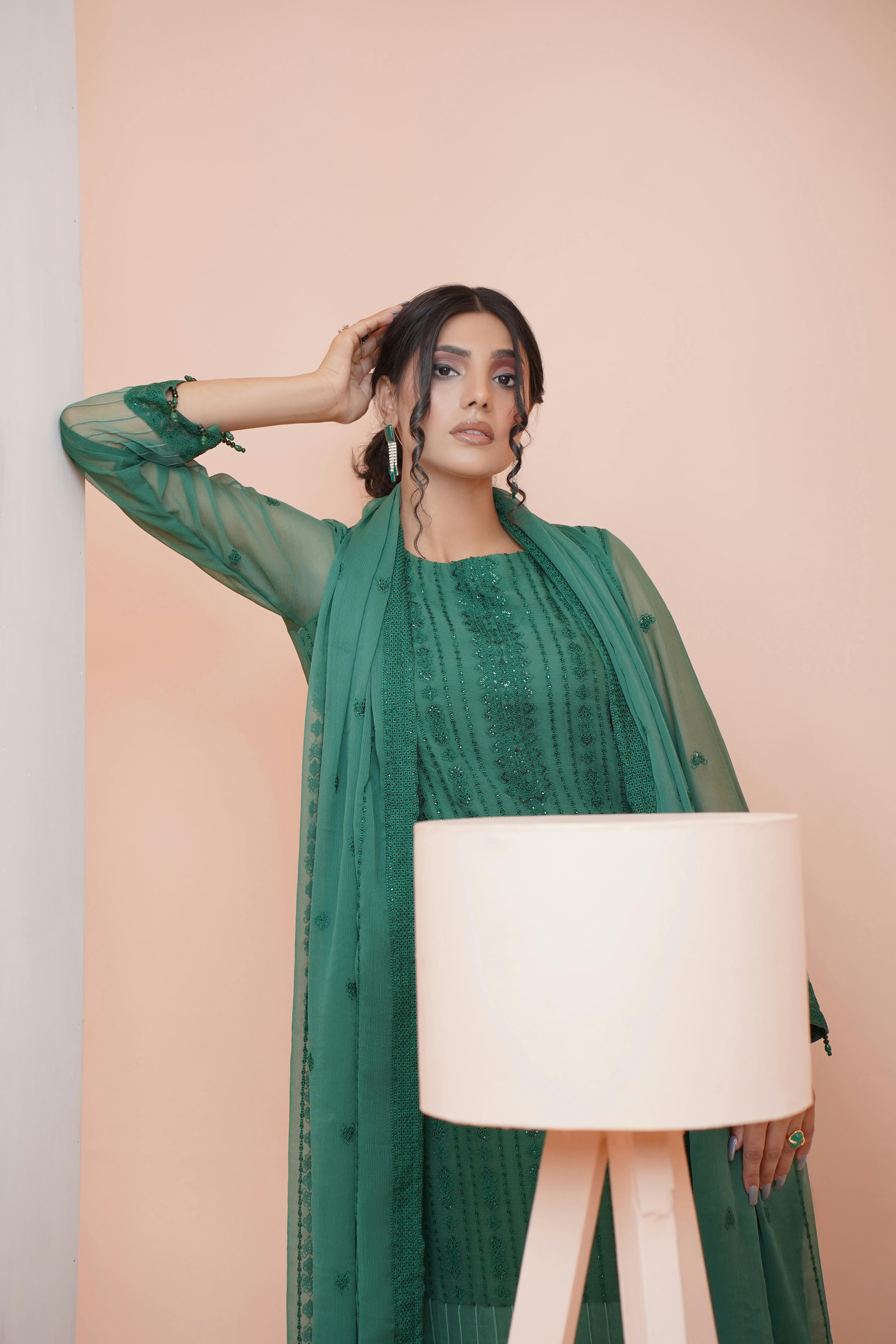 Portrait of Woman in Green, Traditional Clothing · Free Stock Photo