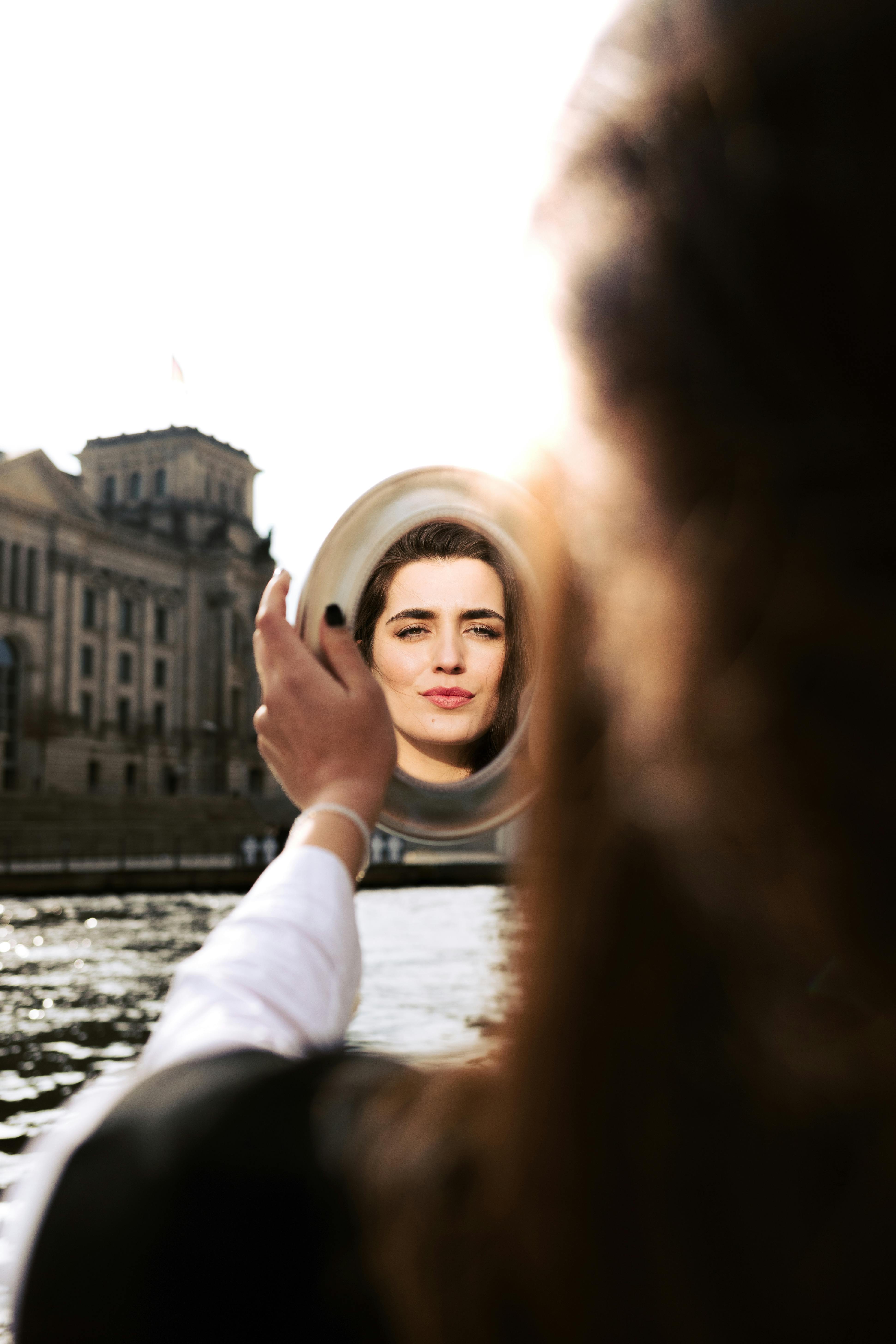 Woman Face Reflection in Mirror · Free Stock Photo