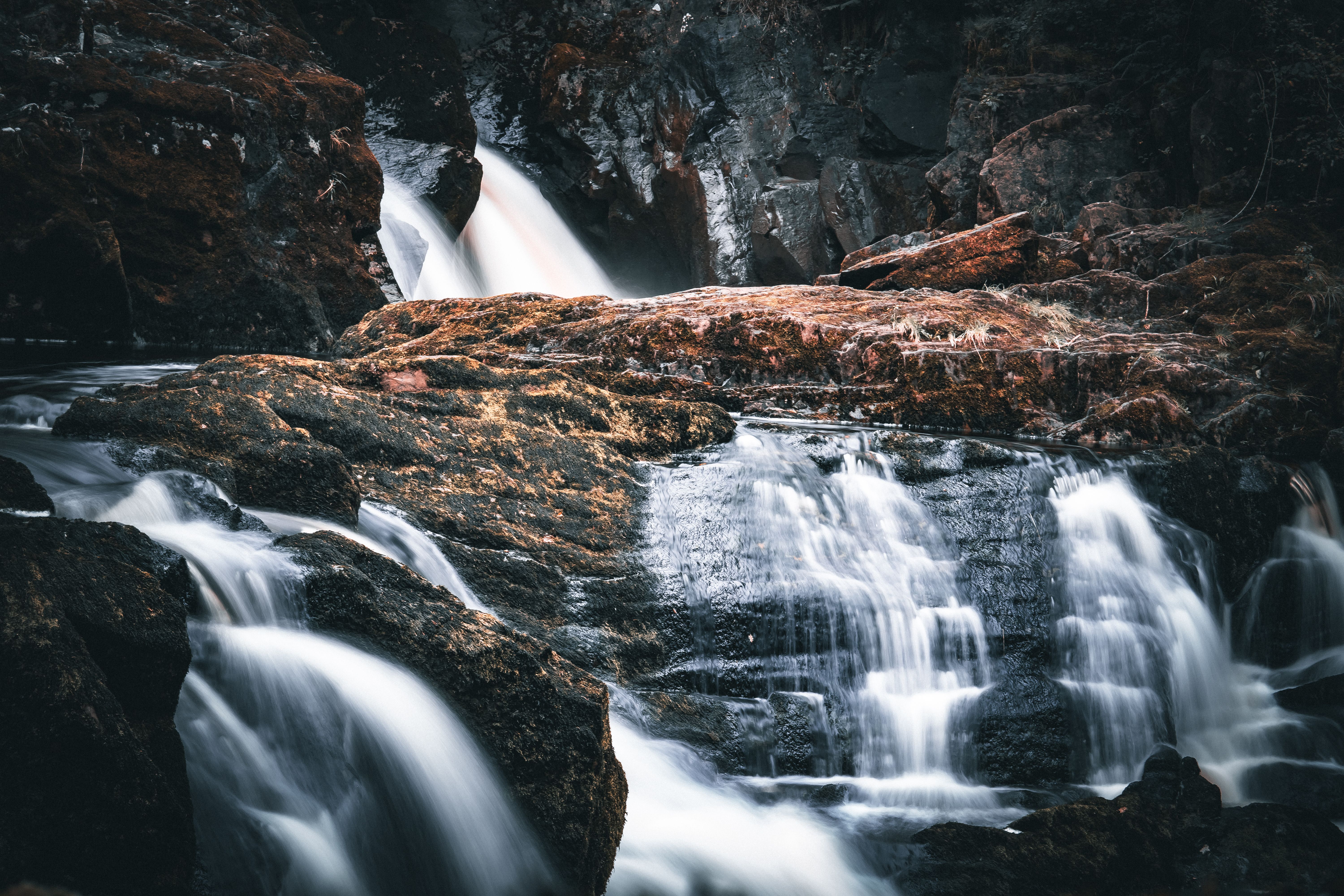 Waterfall Cascades on Rocks · Free Stock Photo