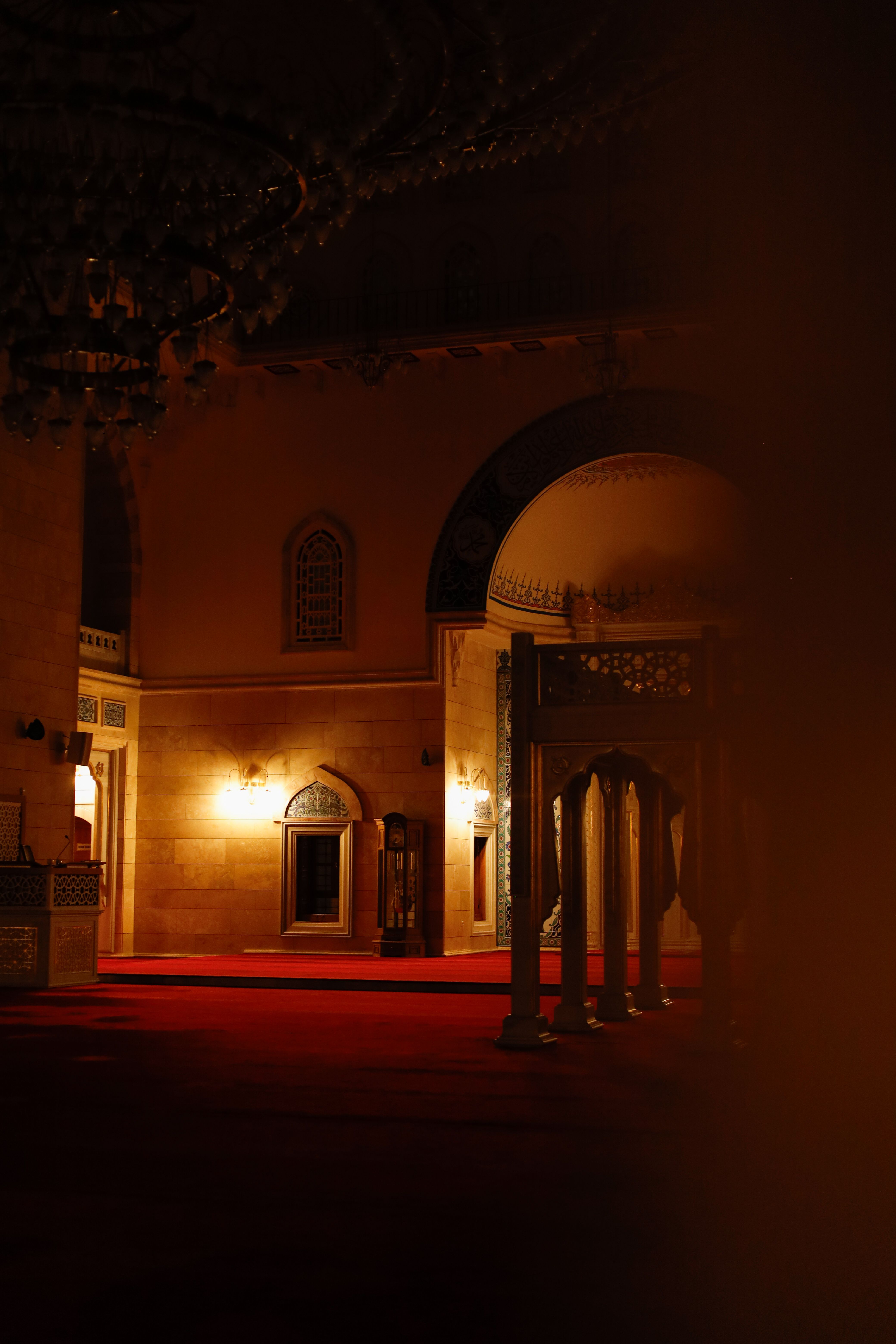 Darkness in Mosque Interior · Free Stock Photo
