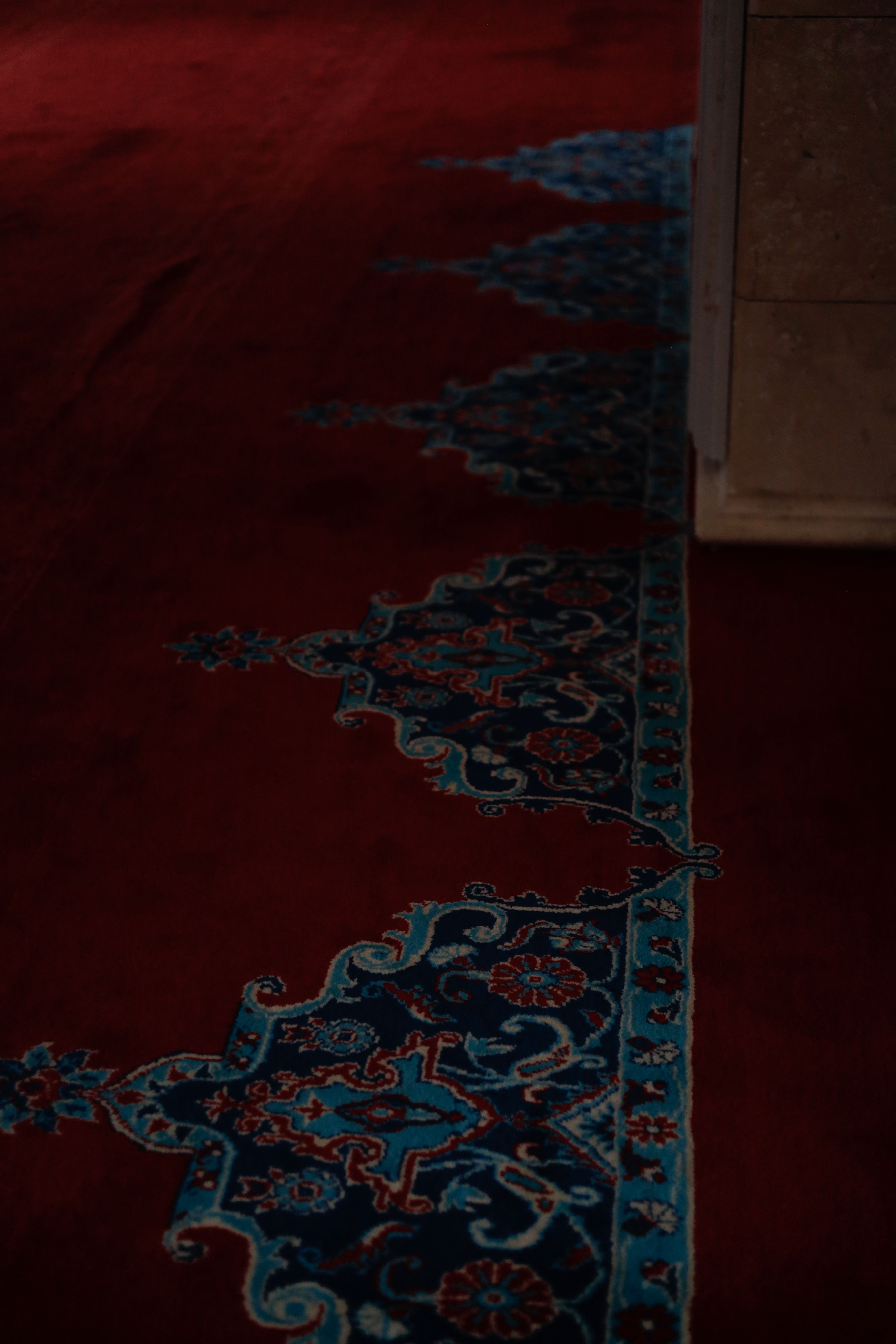 Dark, Red Carpet in Mosque · Free Stock Photo