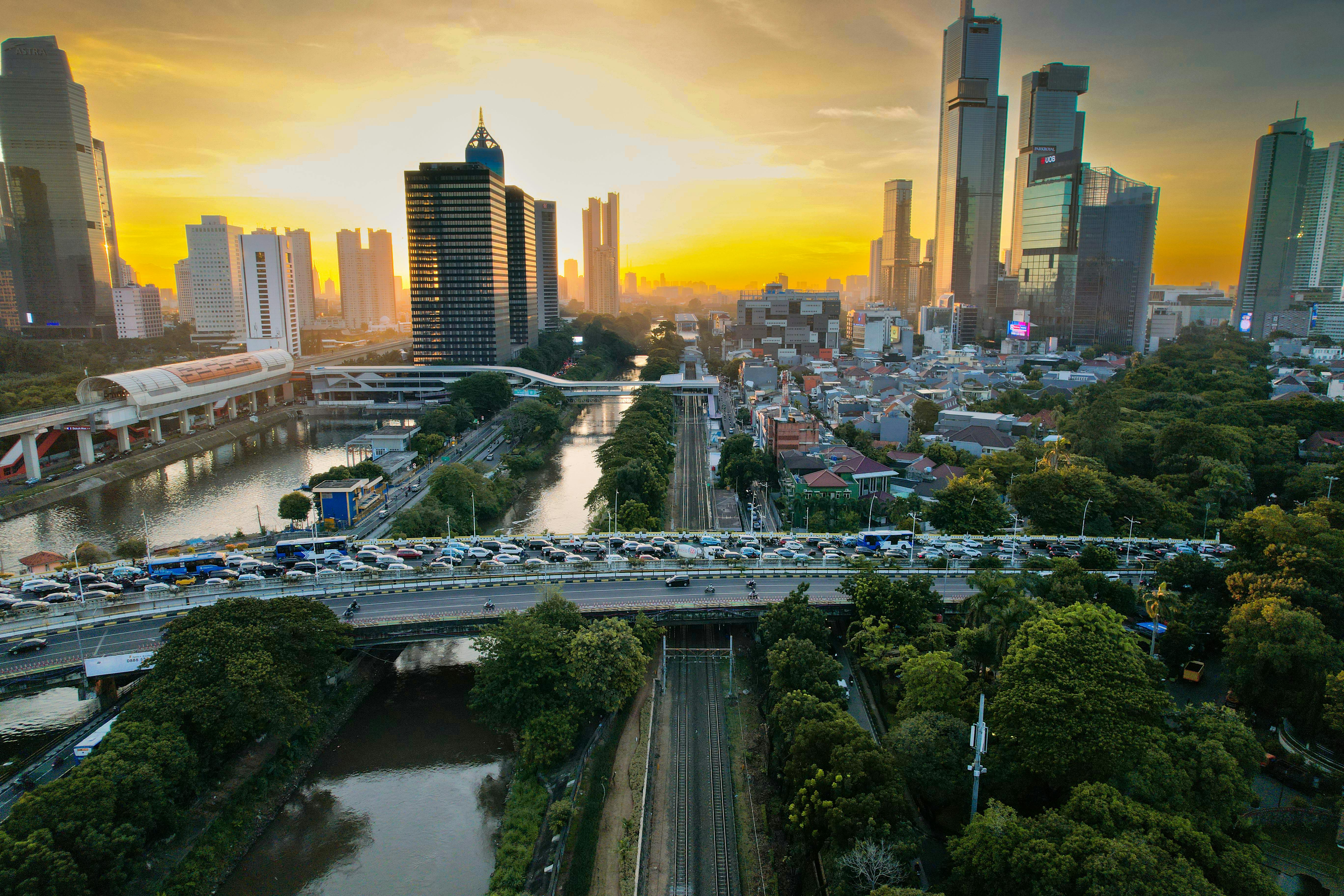 Birds Eye View of Jakarta at Sunset · Free Stock Photo