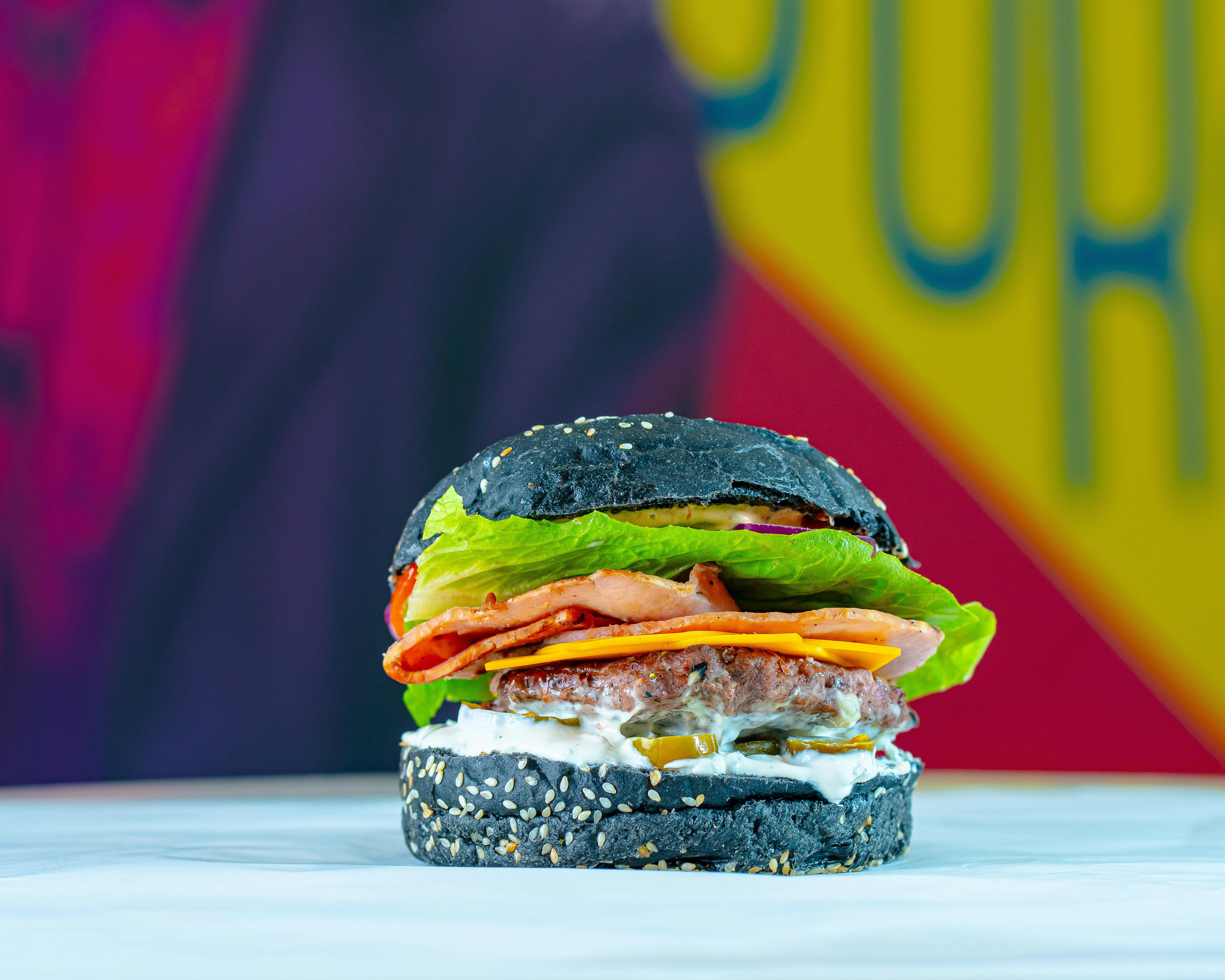 Gray Burger with Vegetables · Free Stock Photo