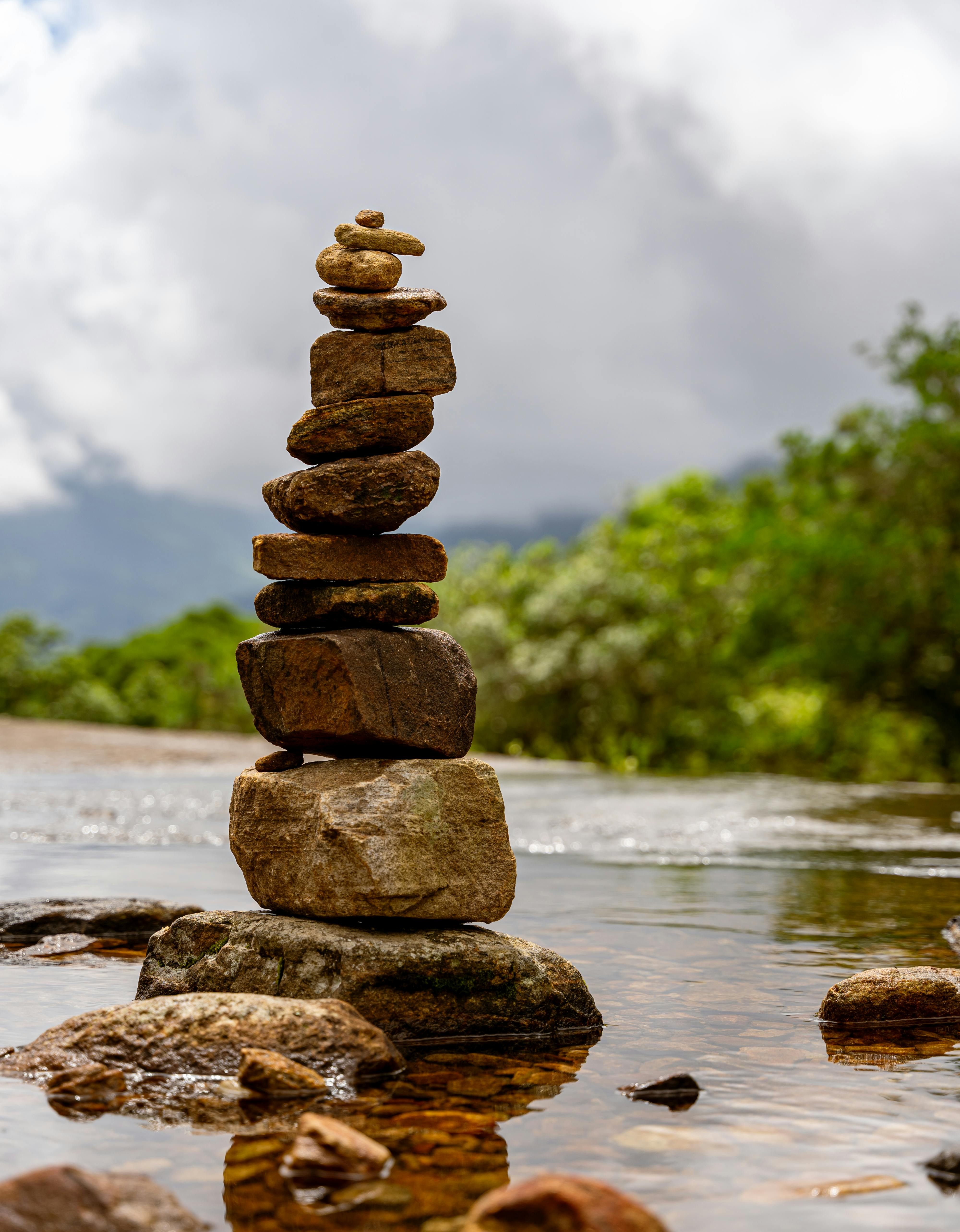 Pile of Stone in River · Free Stock Photo