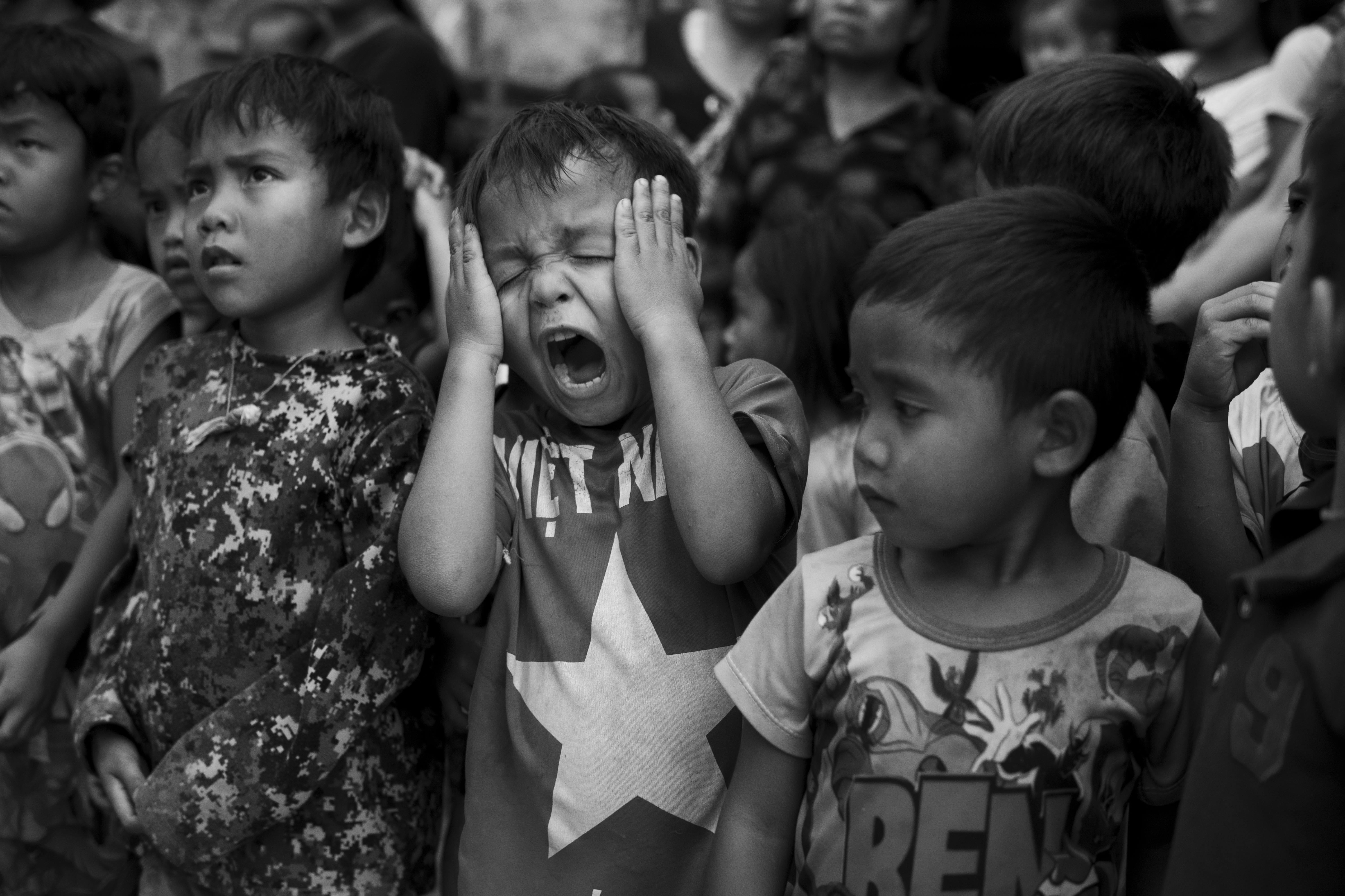 Black and White Photo of a Group of Children · Free Stock Photo