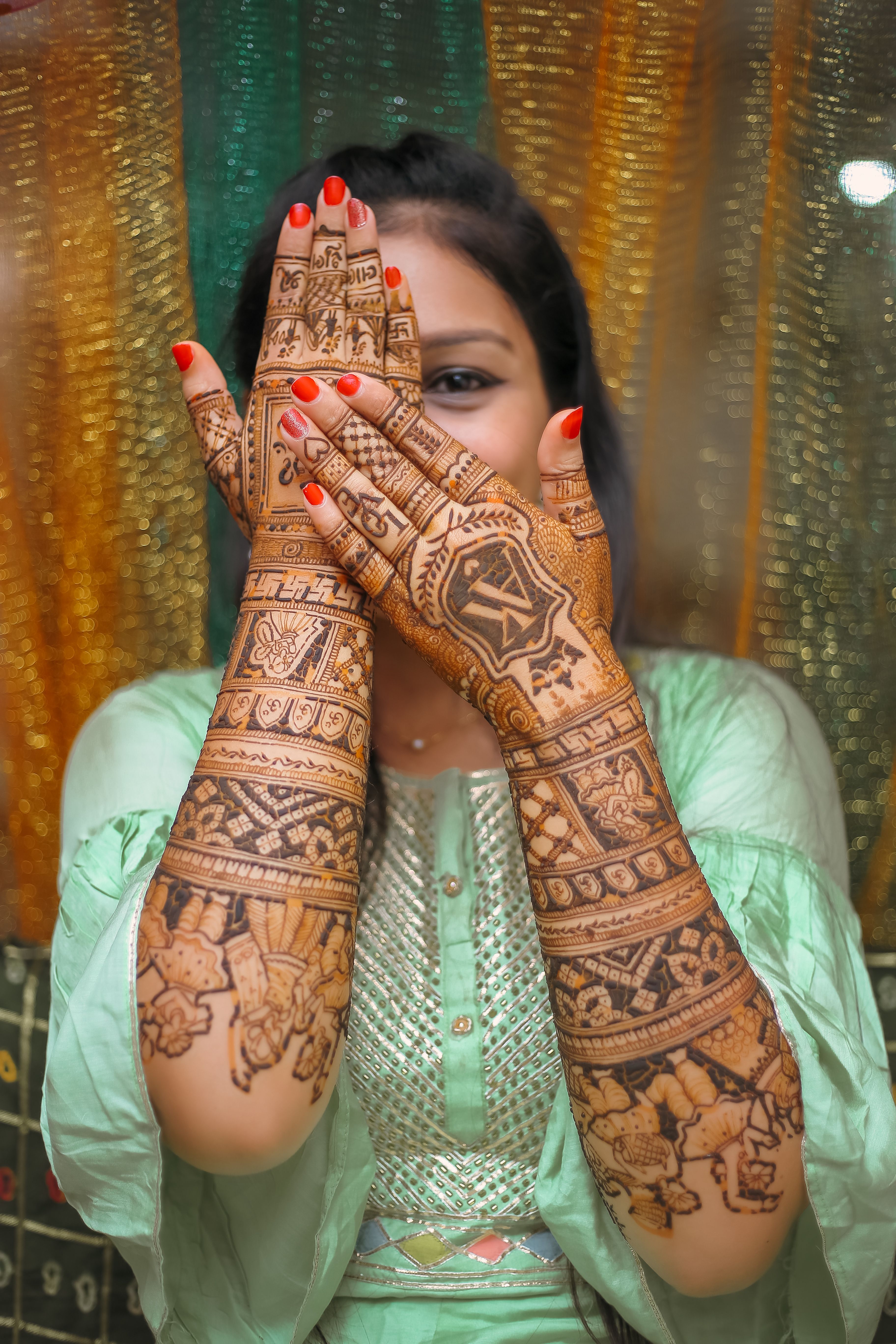 Portrait of Bride in Traditional Clothing and with Henna Tattoos · Free ...