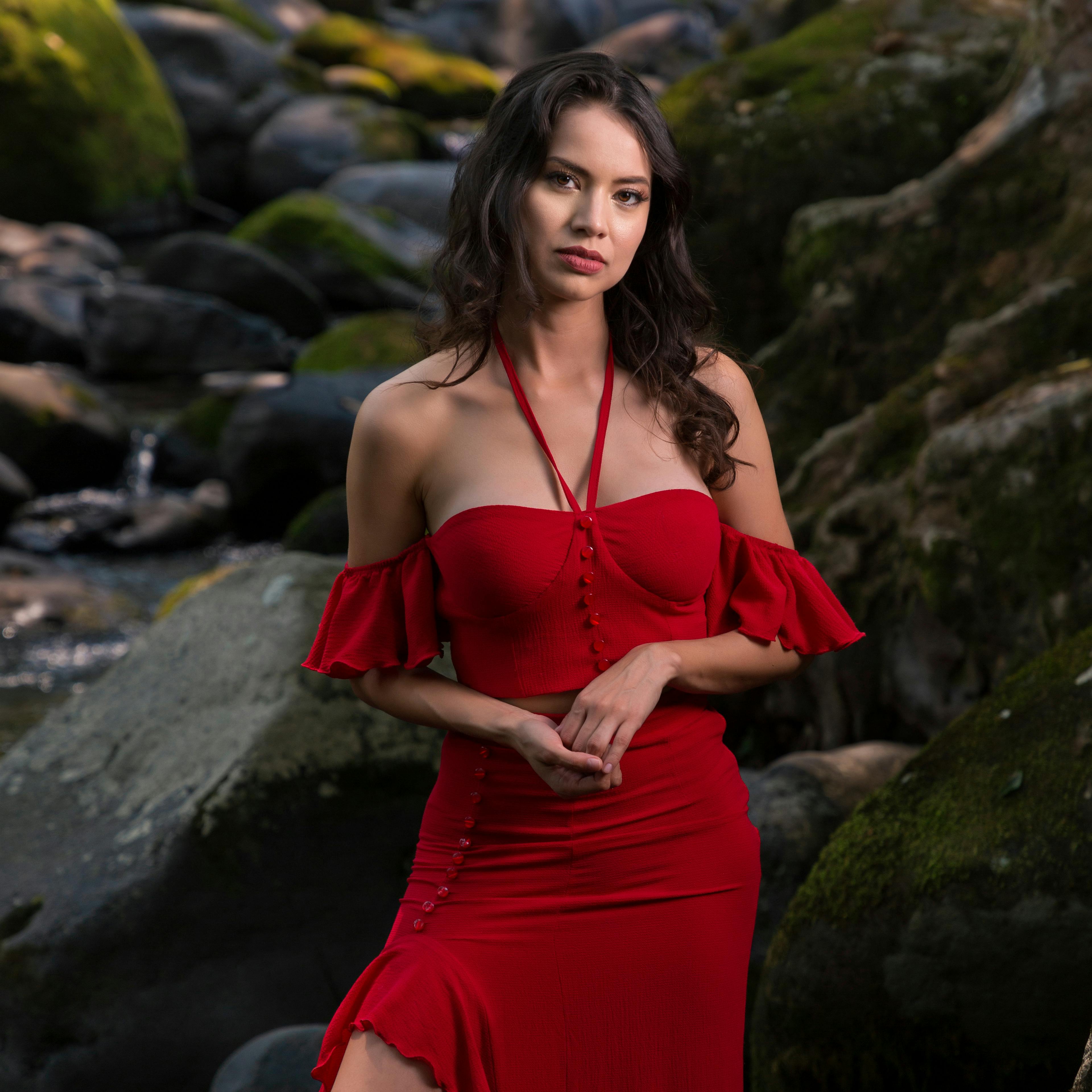 Portrait of Woman in Red Dress · Free Stock Photo
