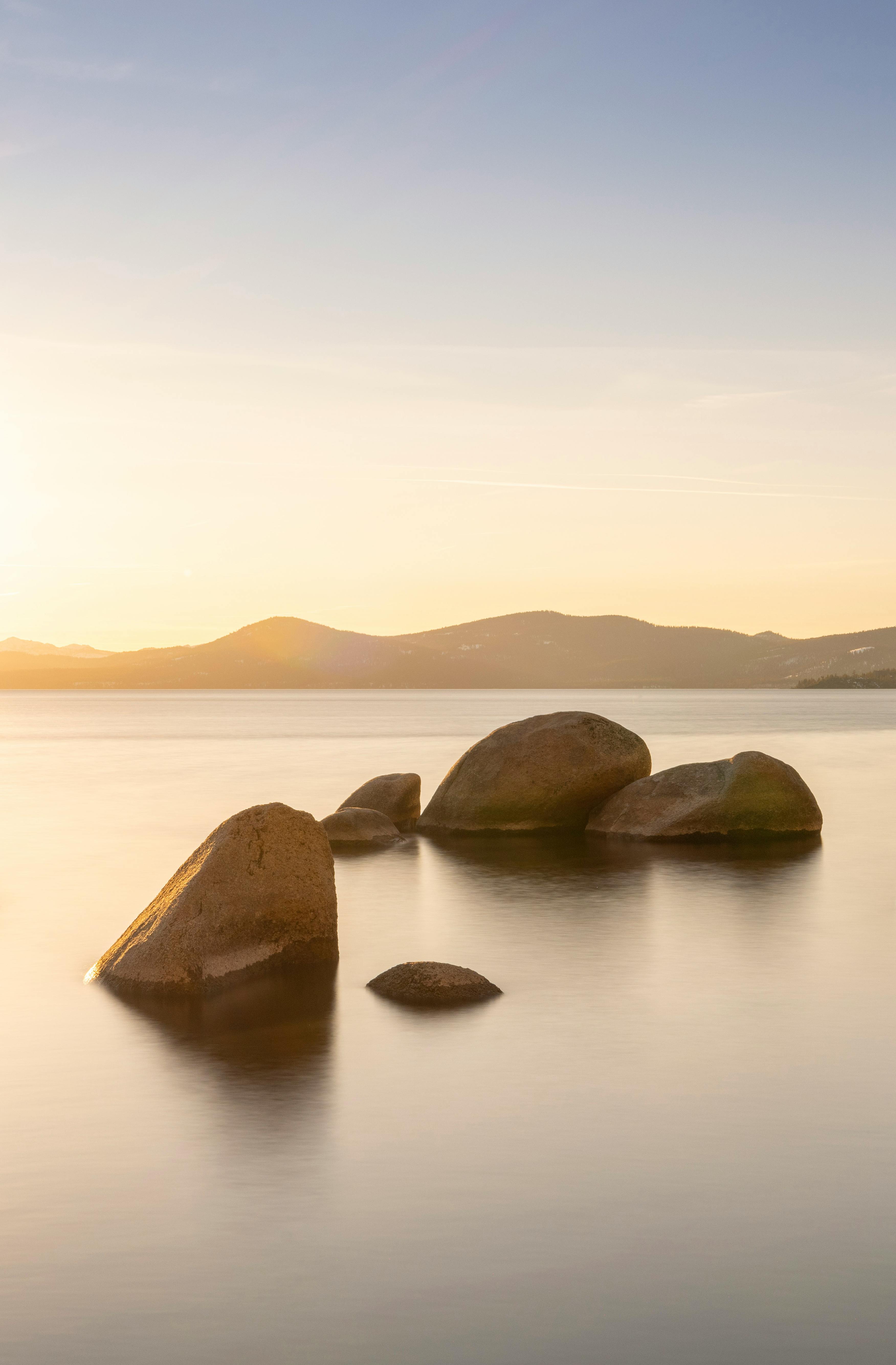 Rocks on Lake Tahoe at Sunset · Free Stock Photo