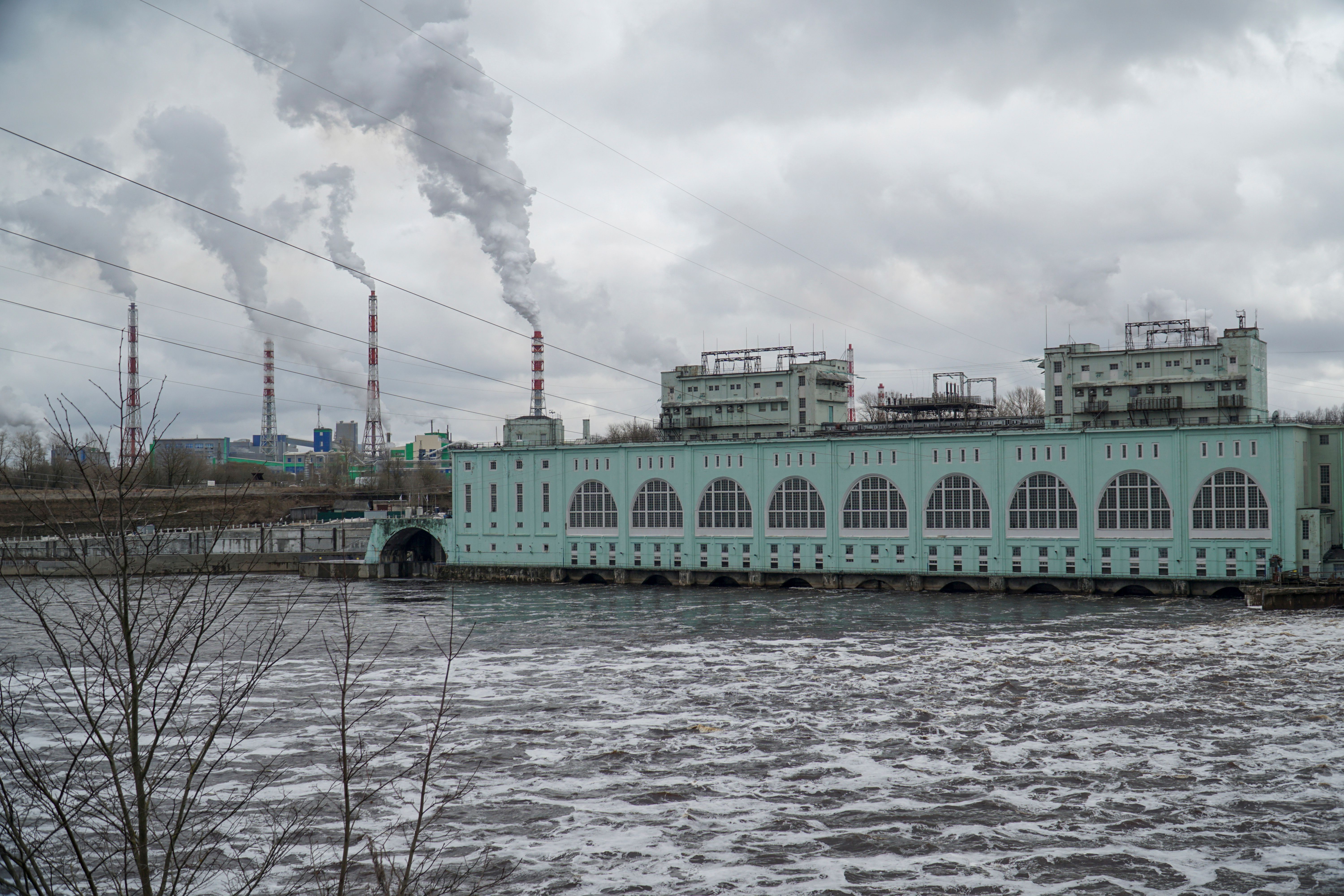 High chimneys and buildings of central heating plant from above · Free ...