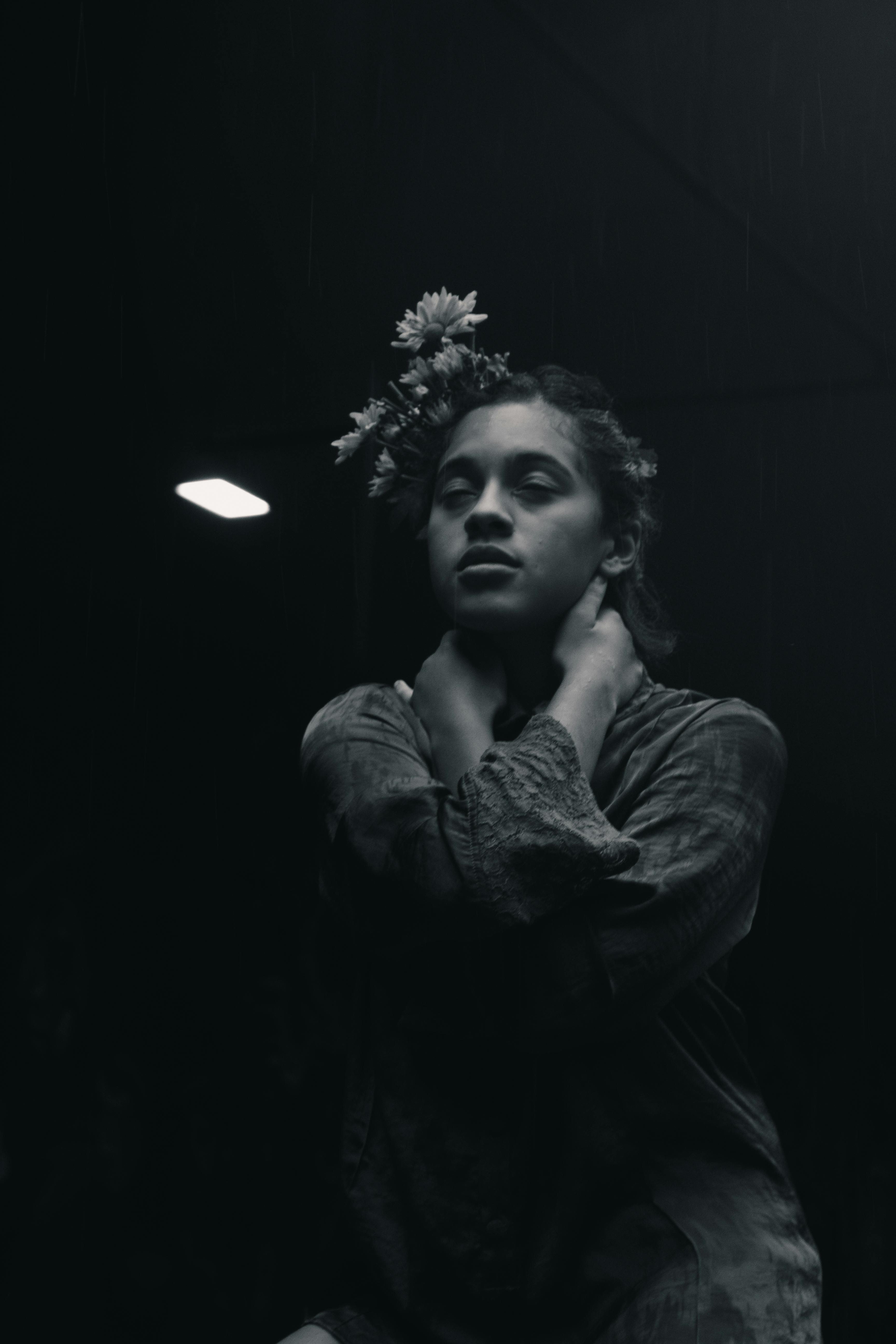 Grayscale Photography of Woman Holding Neck · Free Stock Photo