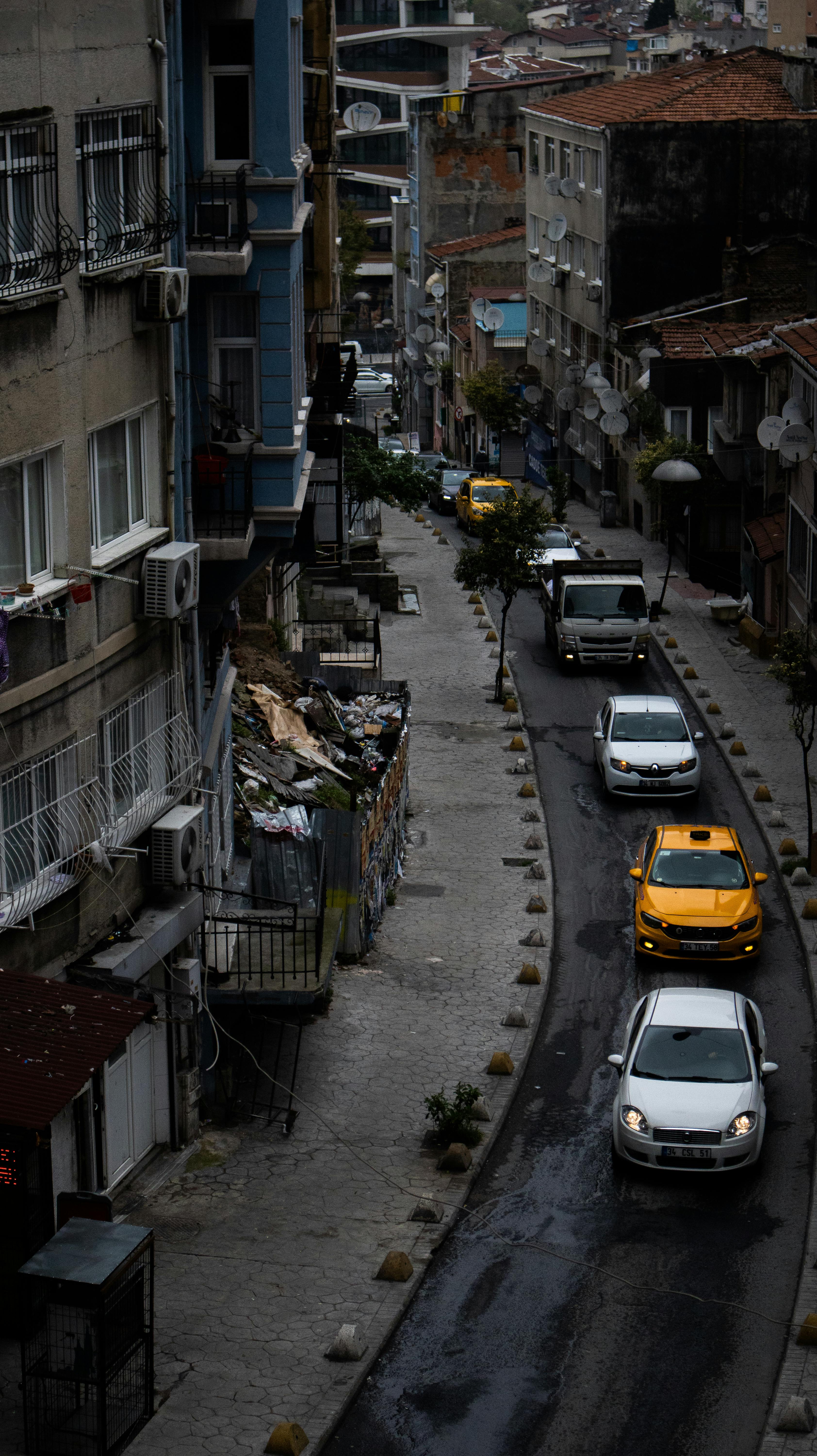 Aerial View of a Busy Street between Apartment Buildings in Istanbul ...