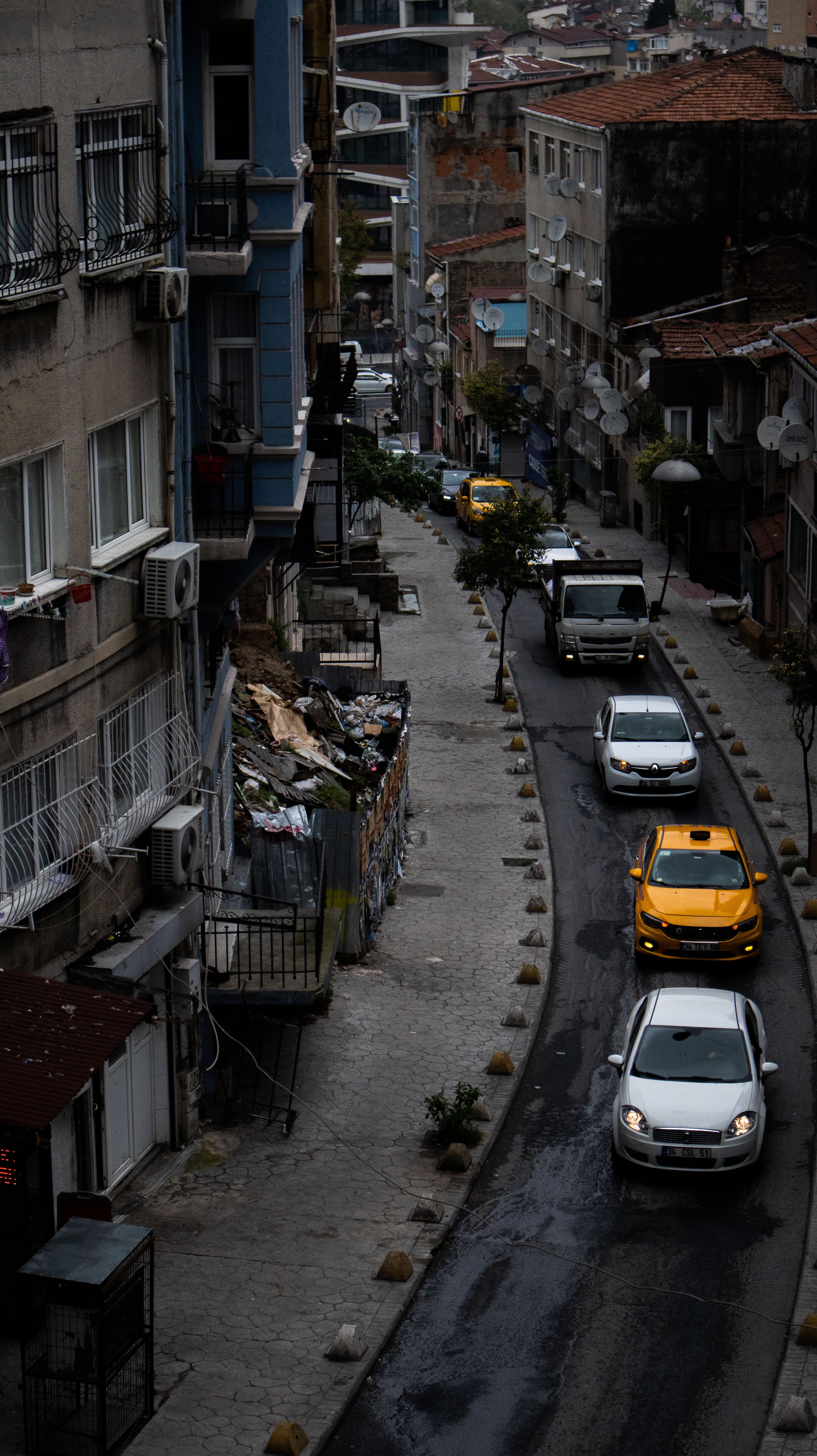 Aerial View of a Busy Street between Apartment Buildings in Istanbul ...
