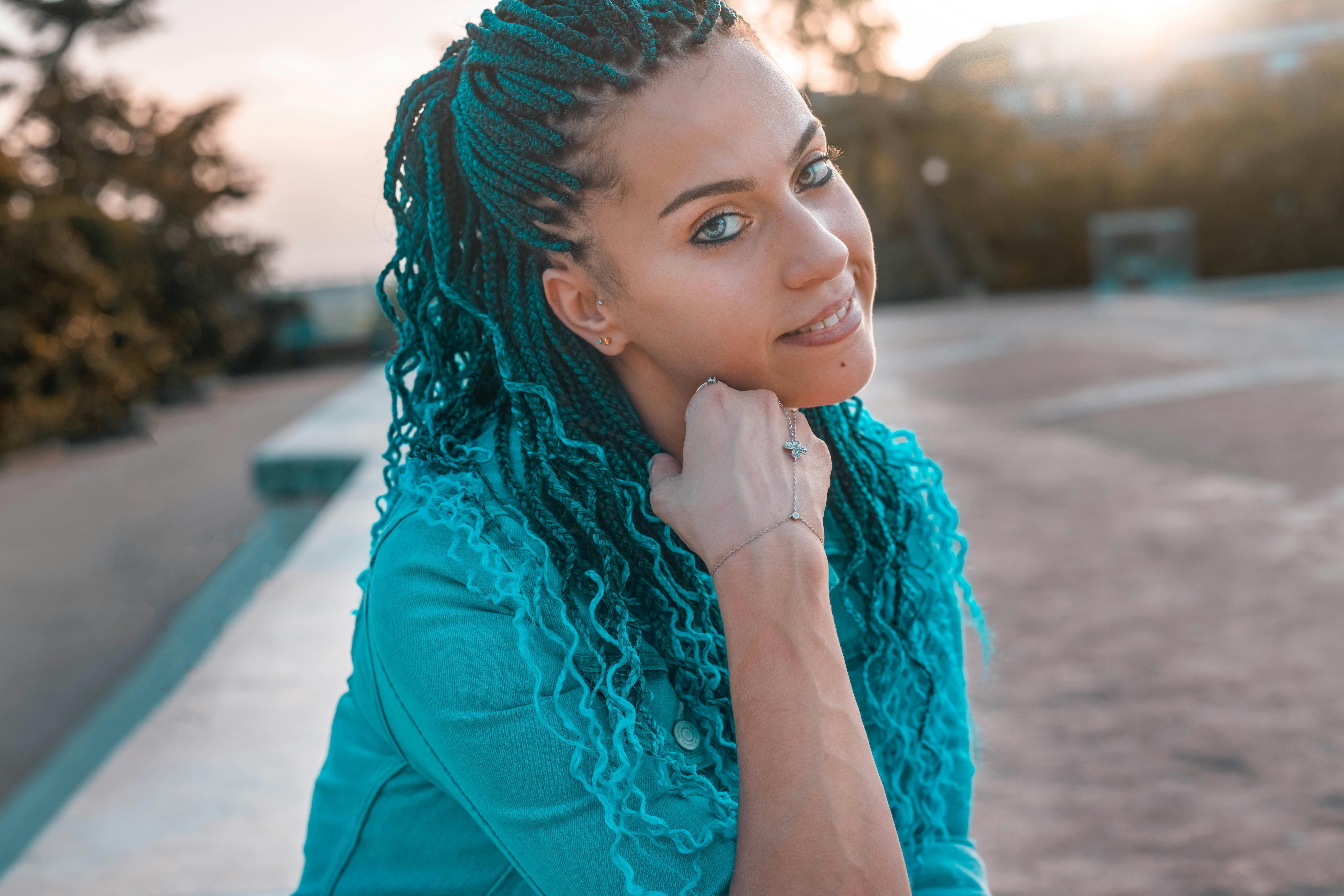 Portrait of Woman with Blue Hair · Free Stock Photo