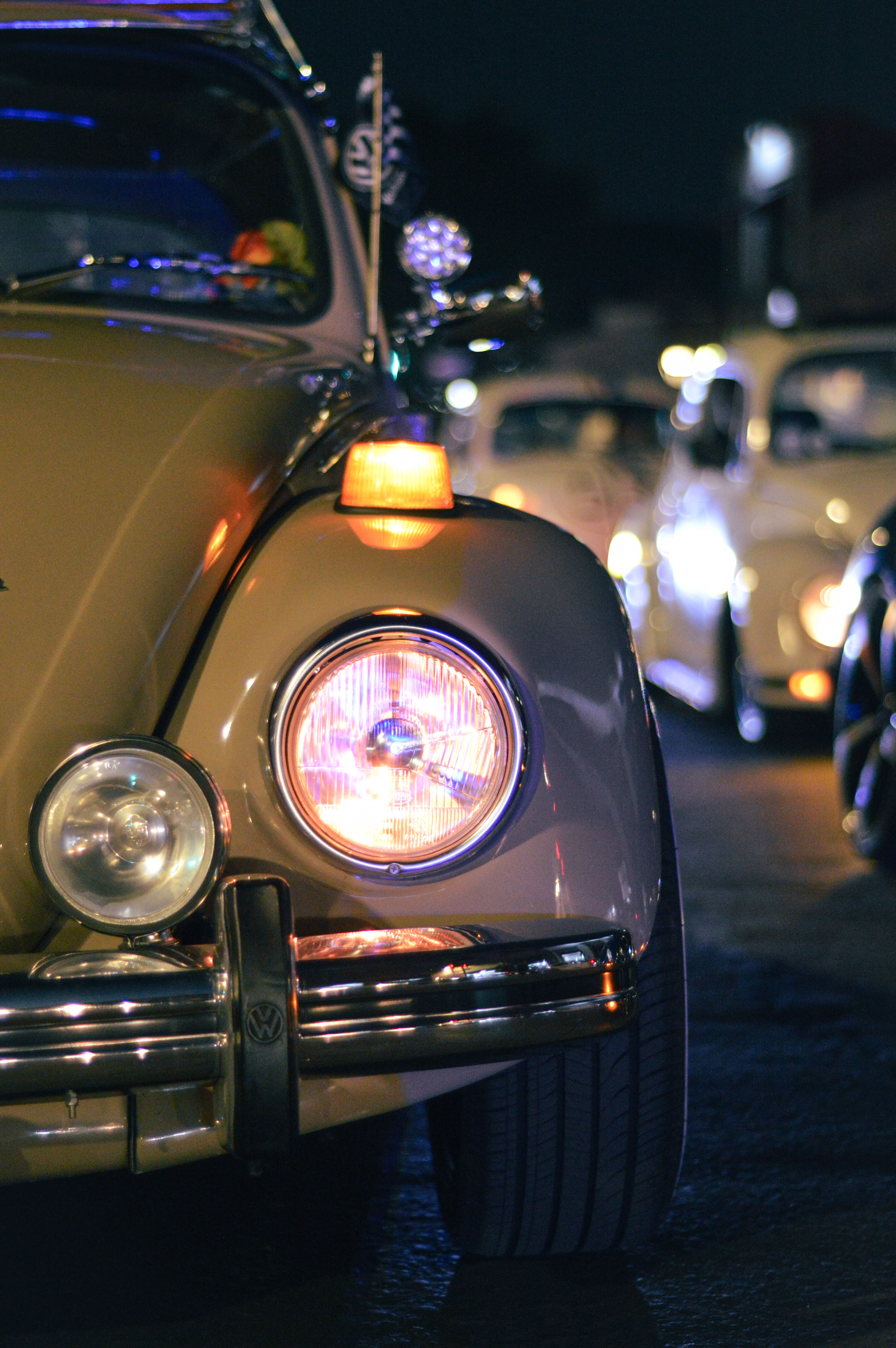 Close-up of a Vintage Volkswagen Beetle on a Street at Night · Free ...
