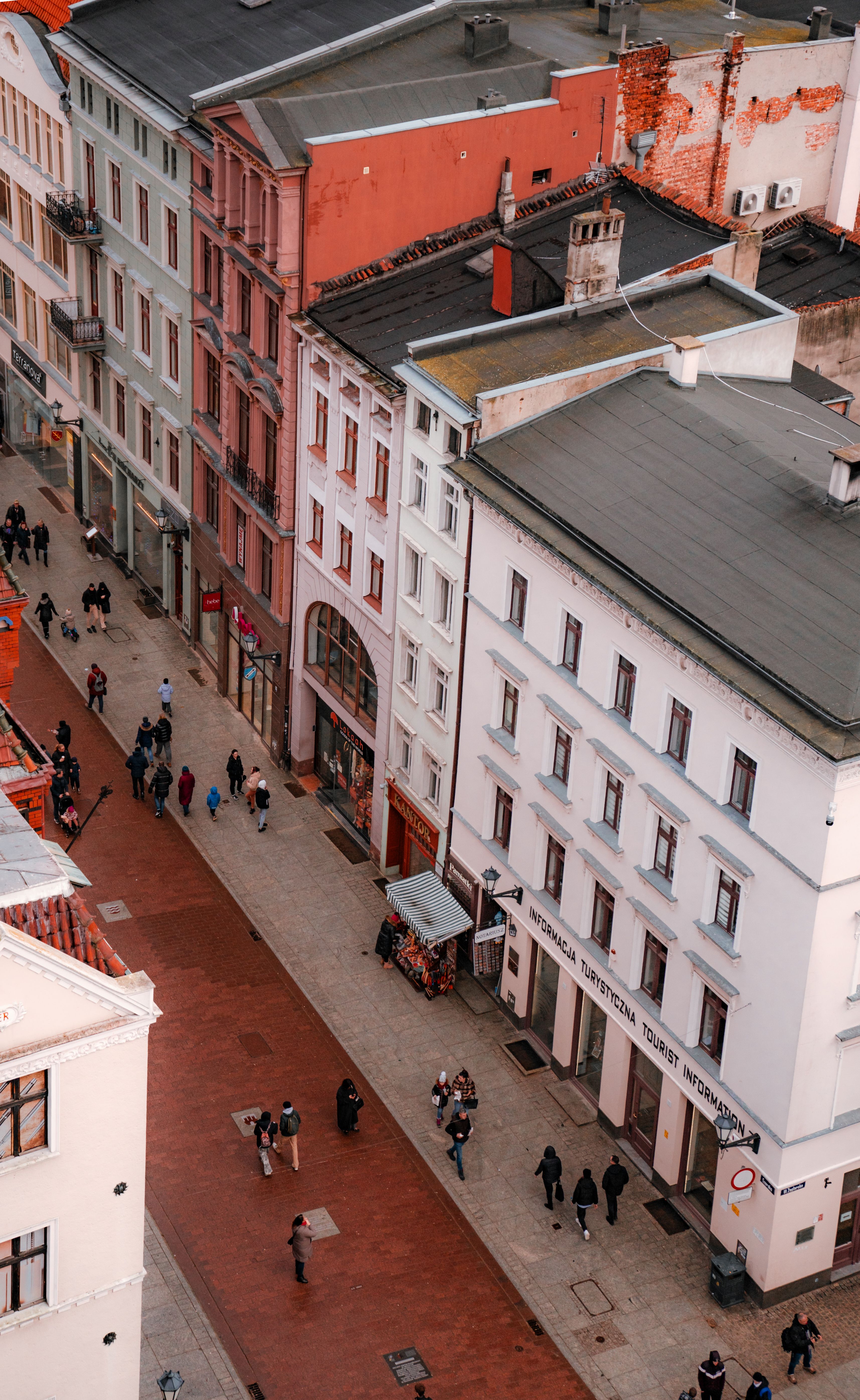 Drone Shot of a Street between Apartment Buildings in the Old Town Area ...