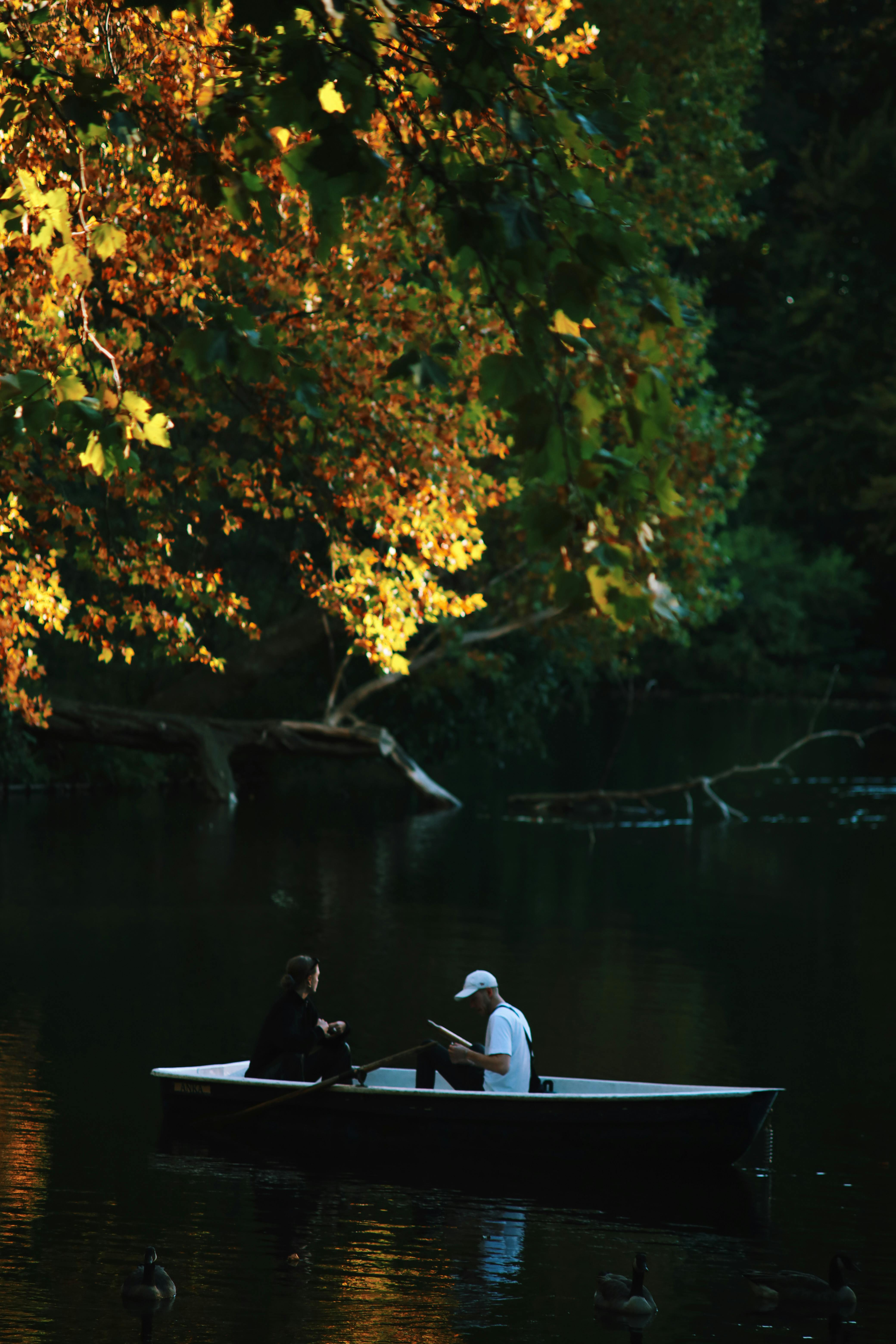 Woman and Man Sitting on Boat · Free Stock Photo