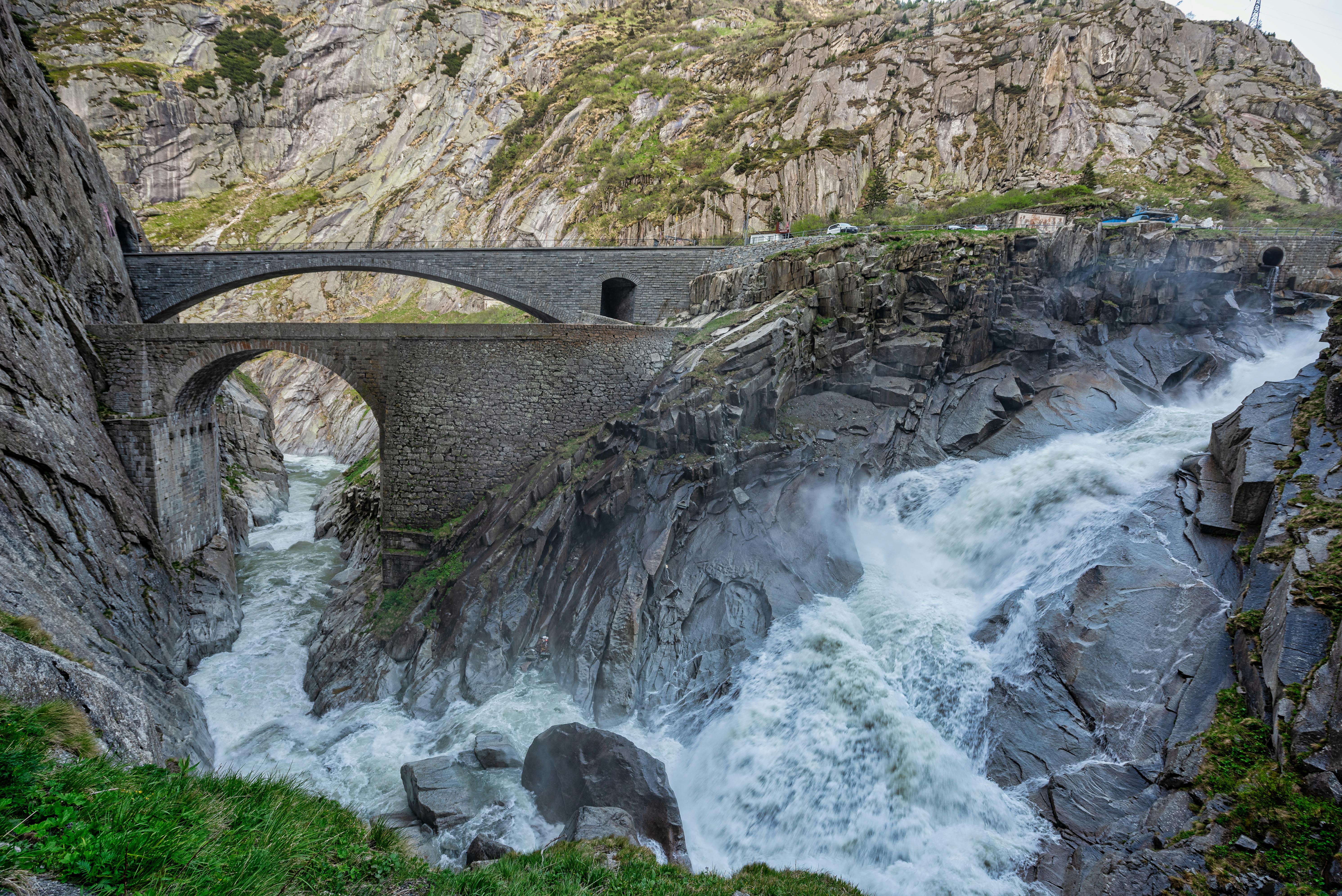 Bridges over Schollenen Gorge in Alps in Switzerland · Free Stock Photo