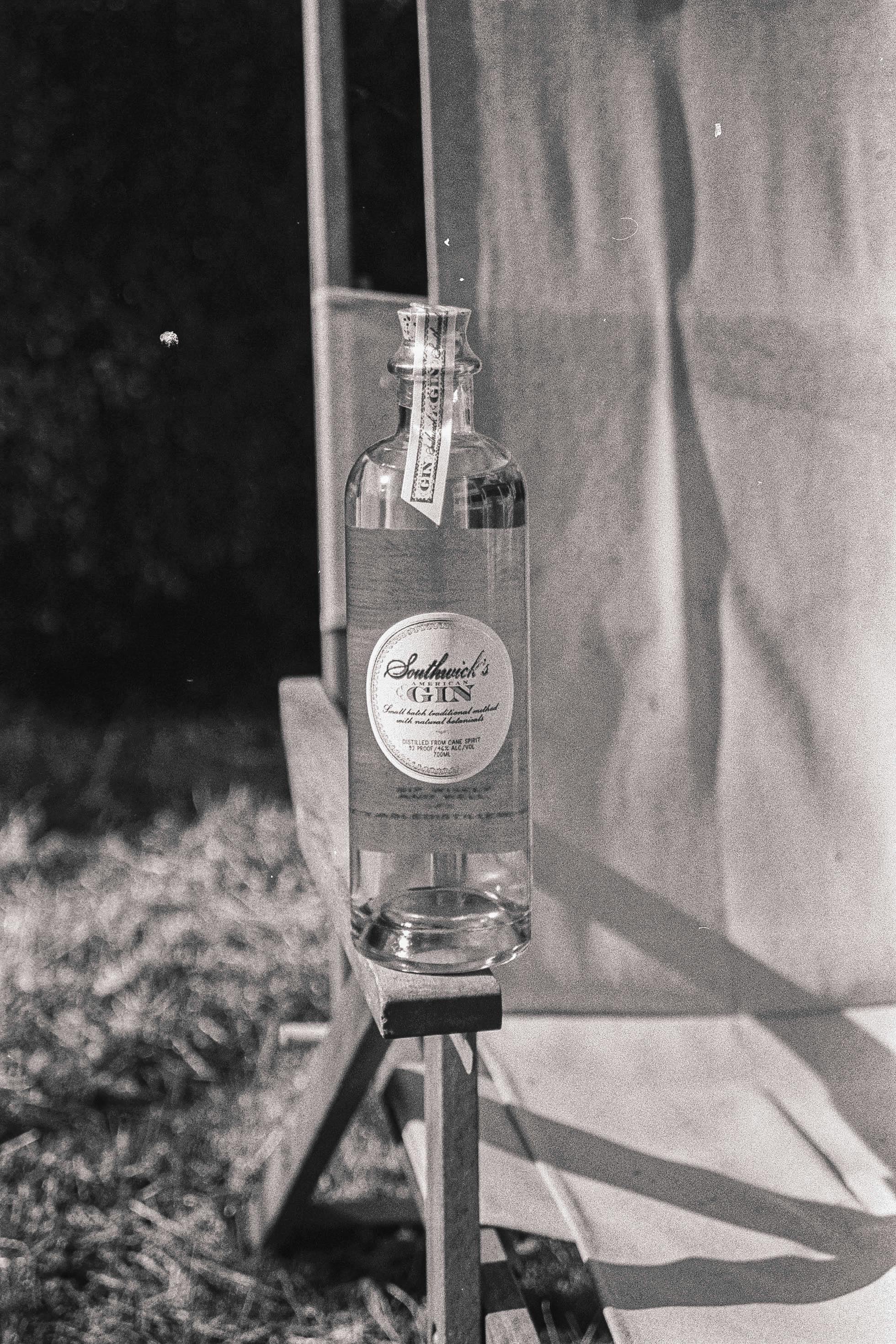 Gin Bottle in Black and White · Free Stock Photo