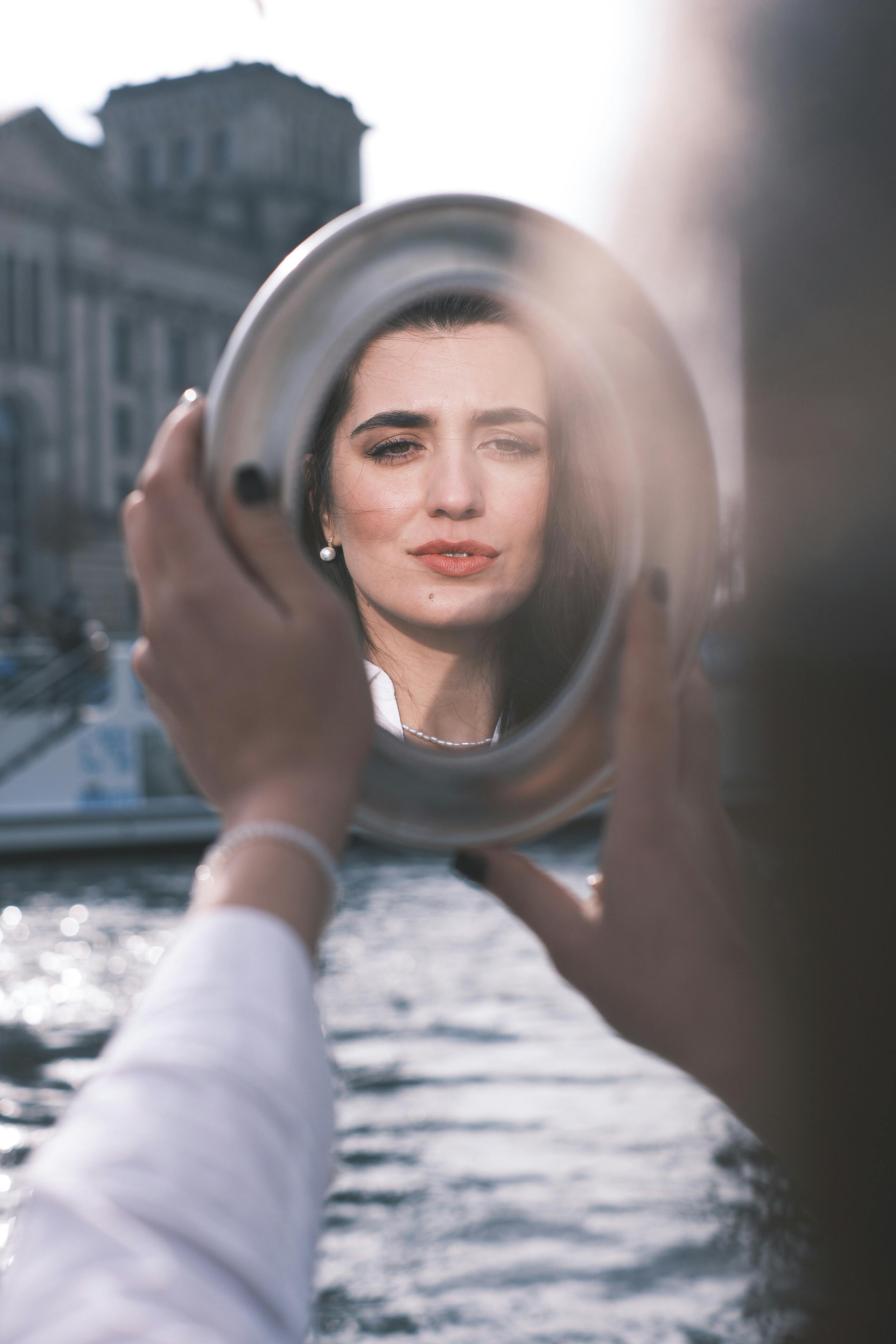 Woman Face Reflection in Mirror · Free Stock Photo
