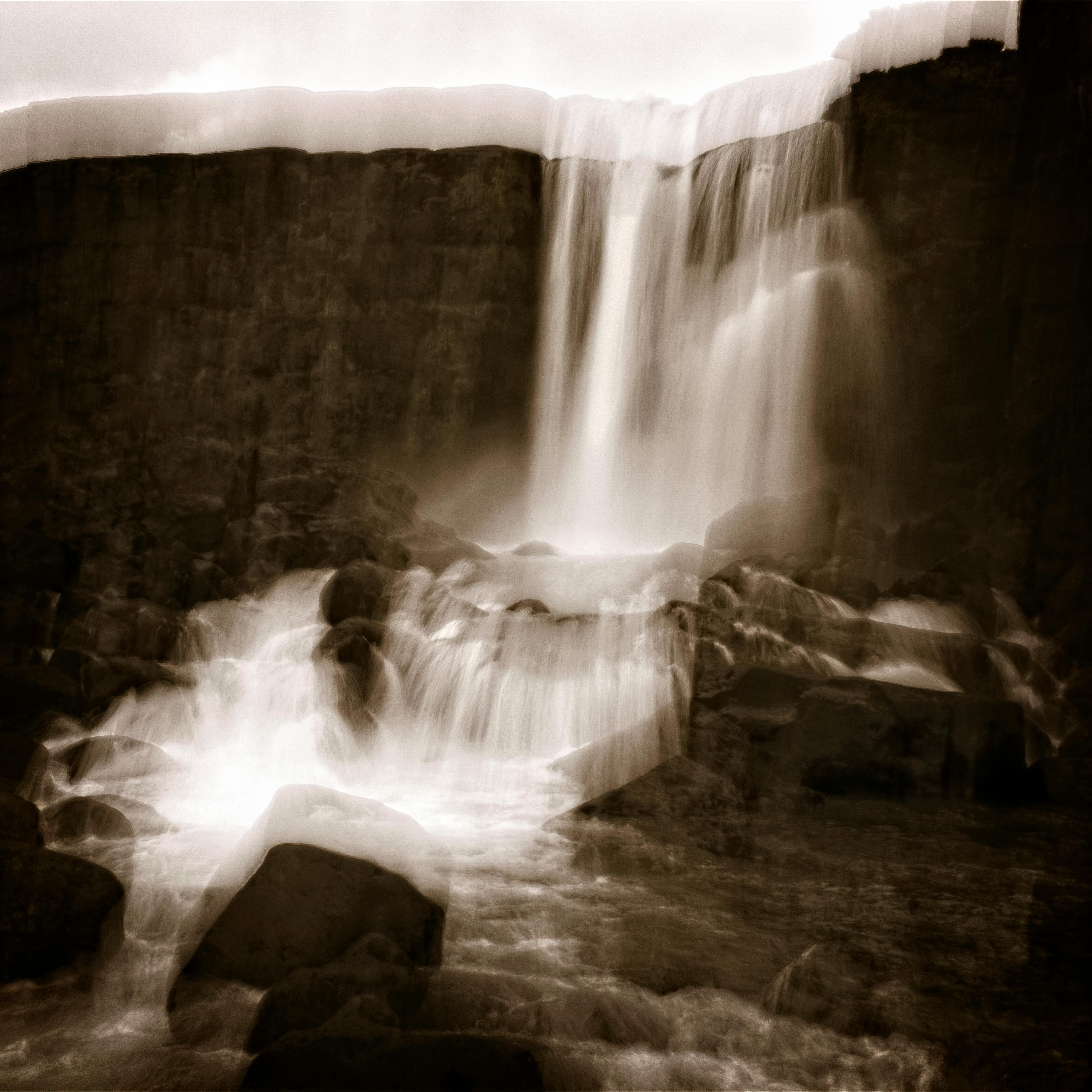Greyscale Photo of Waterfall during Nighttime · Free Stock Photo