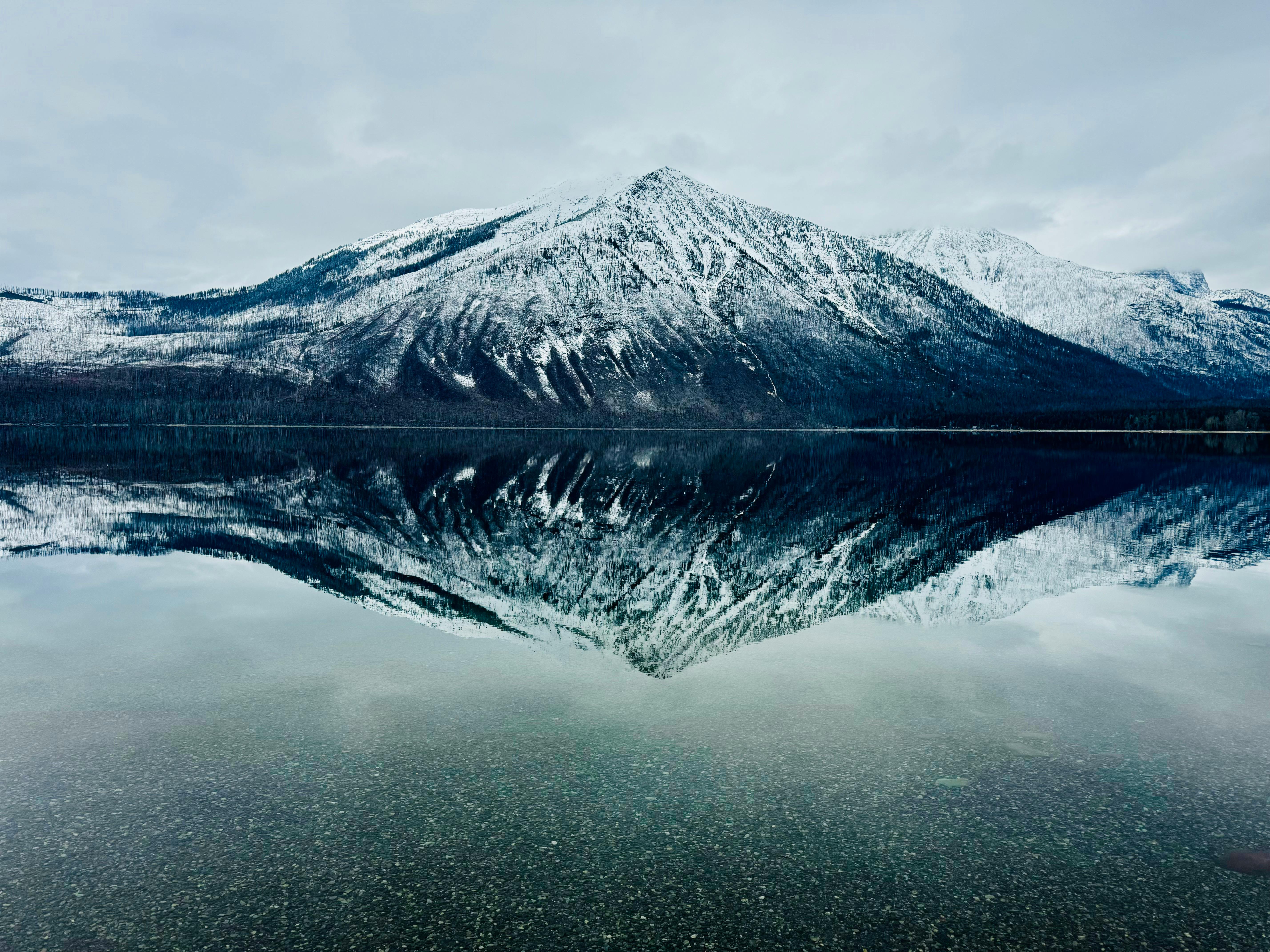 Mountain Reflection in Lake in Winter · Free Stock Photo
