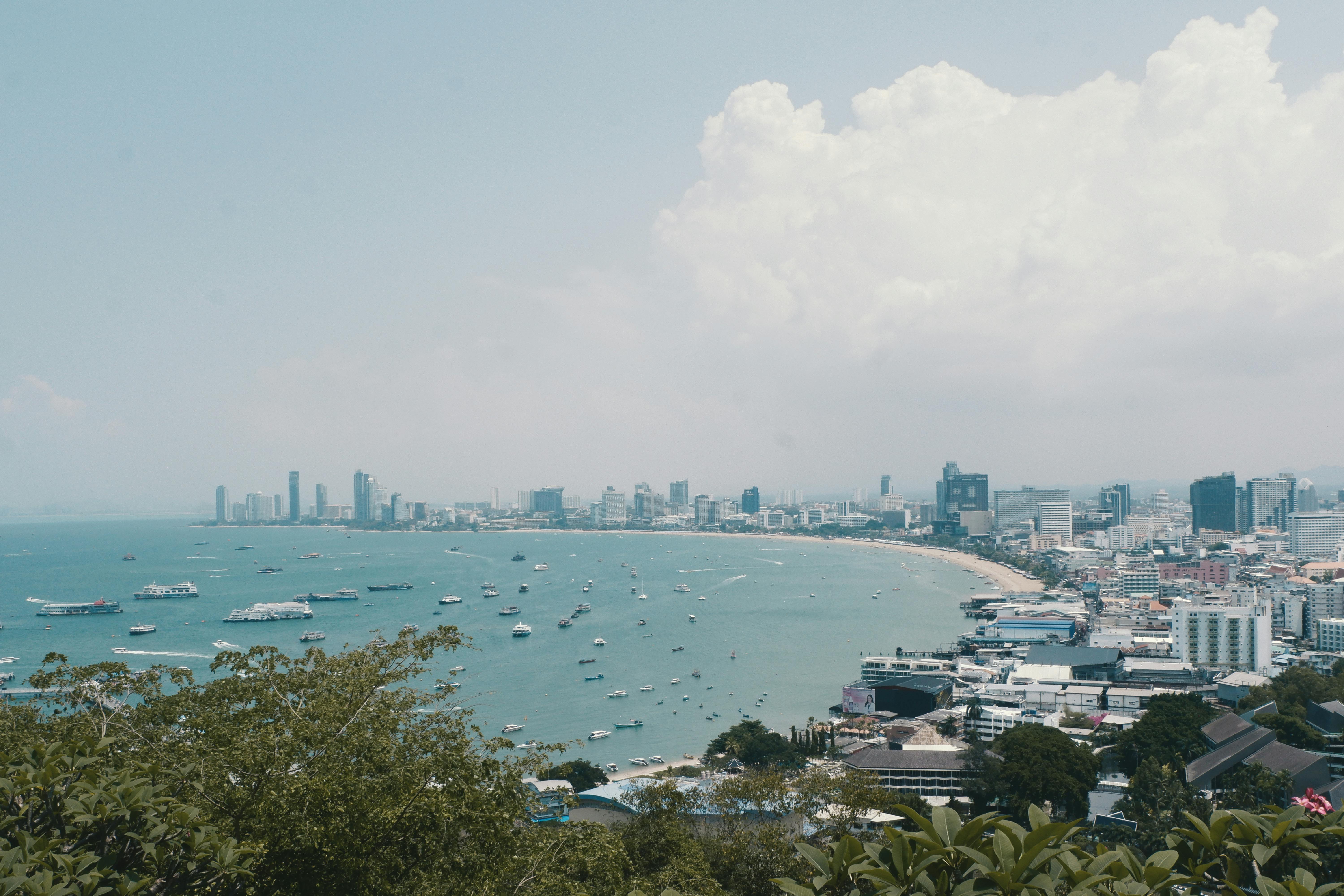 Birds Eye View of City on Sea Coast · Free Stock Photo