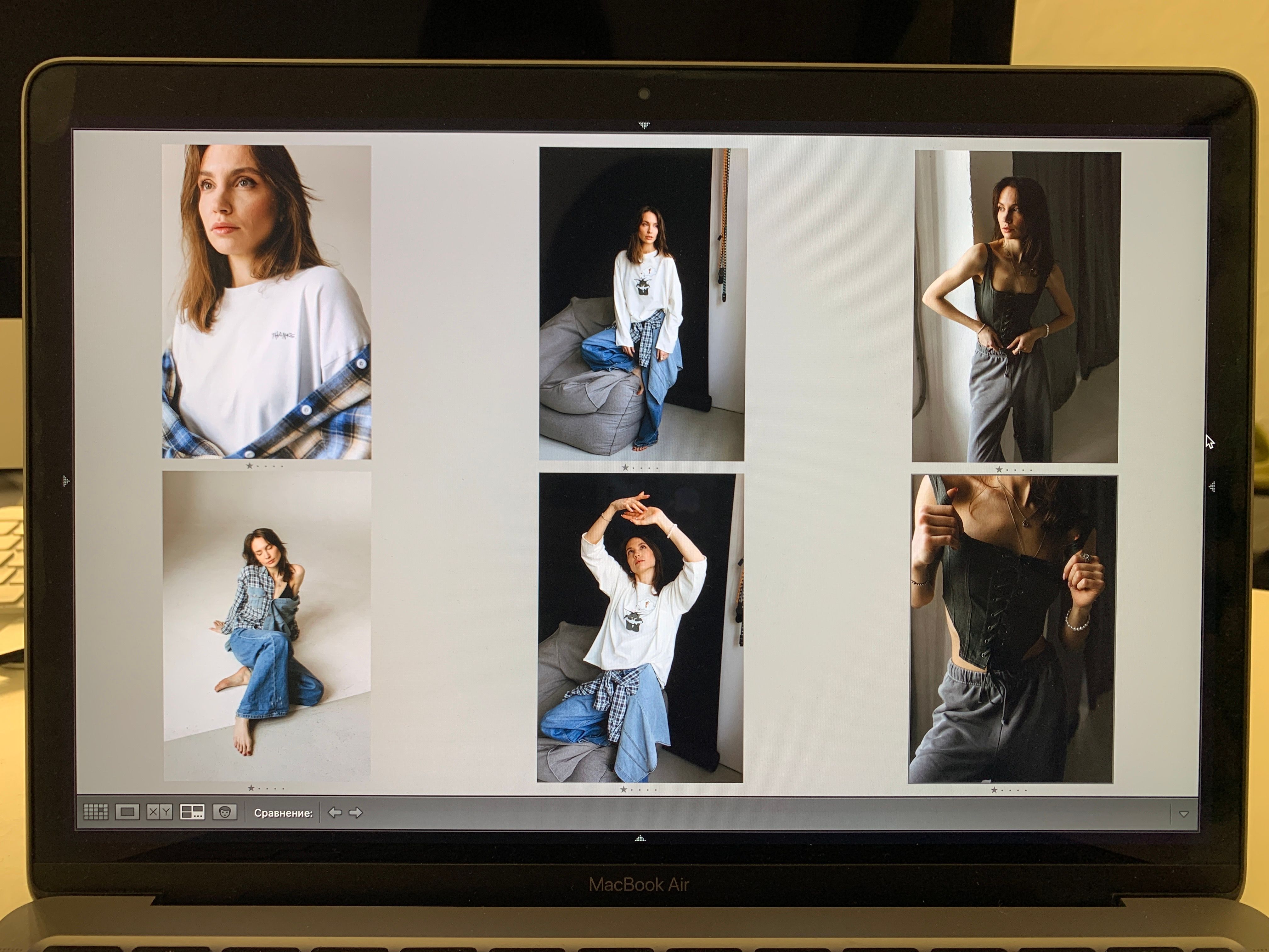 A laptop with a photo of a woman in different poses · Free Stock Photo