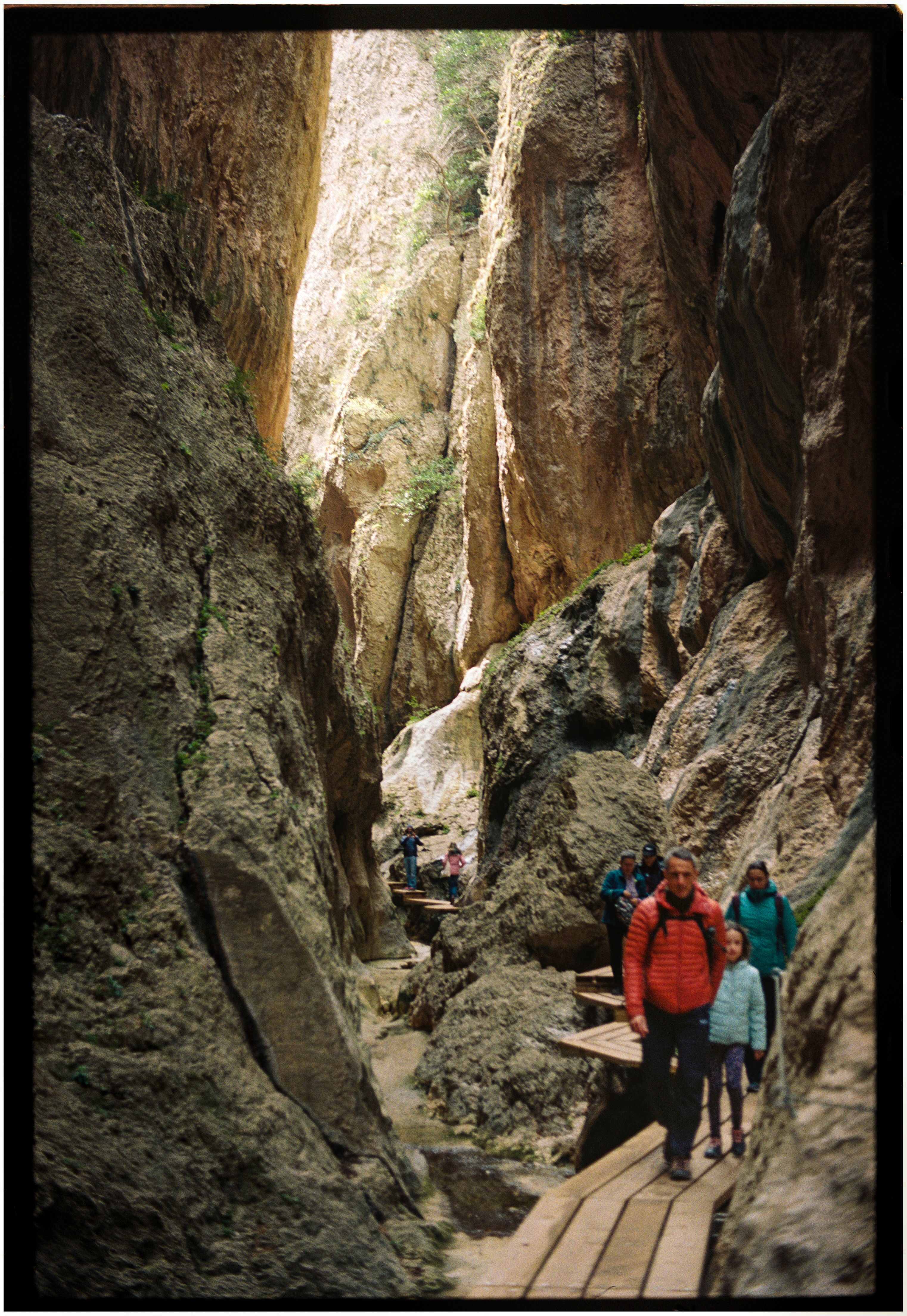 People walking down a narrow path in a canyon · Free Stock Photo