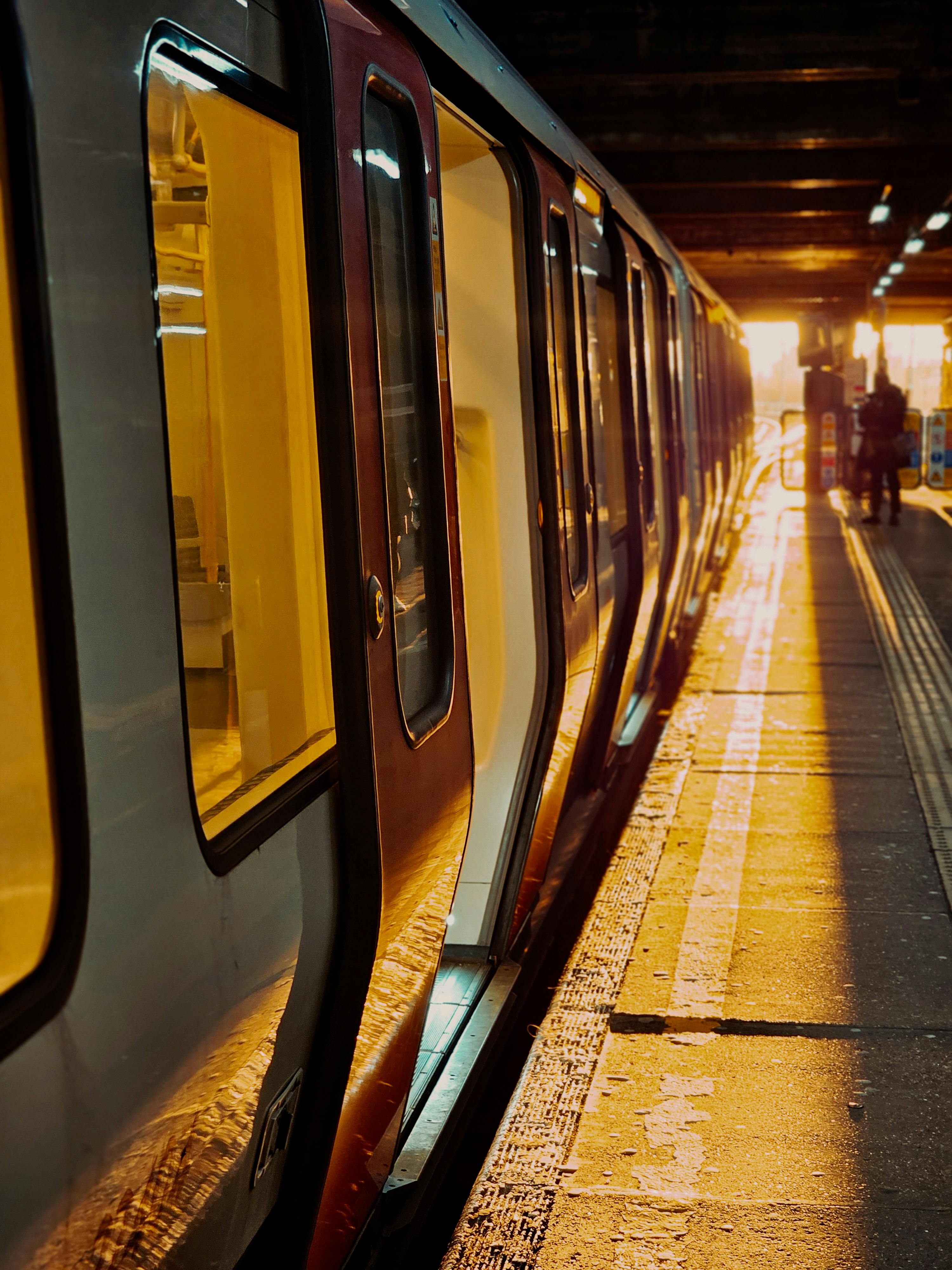 Metro Train at Station at Sunset · Free Stock Photo