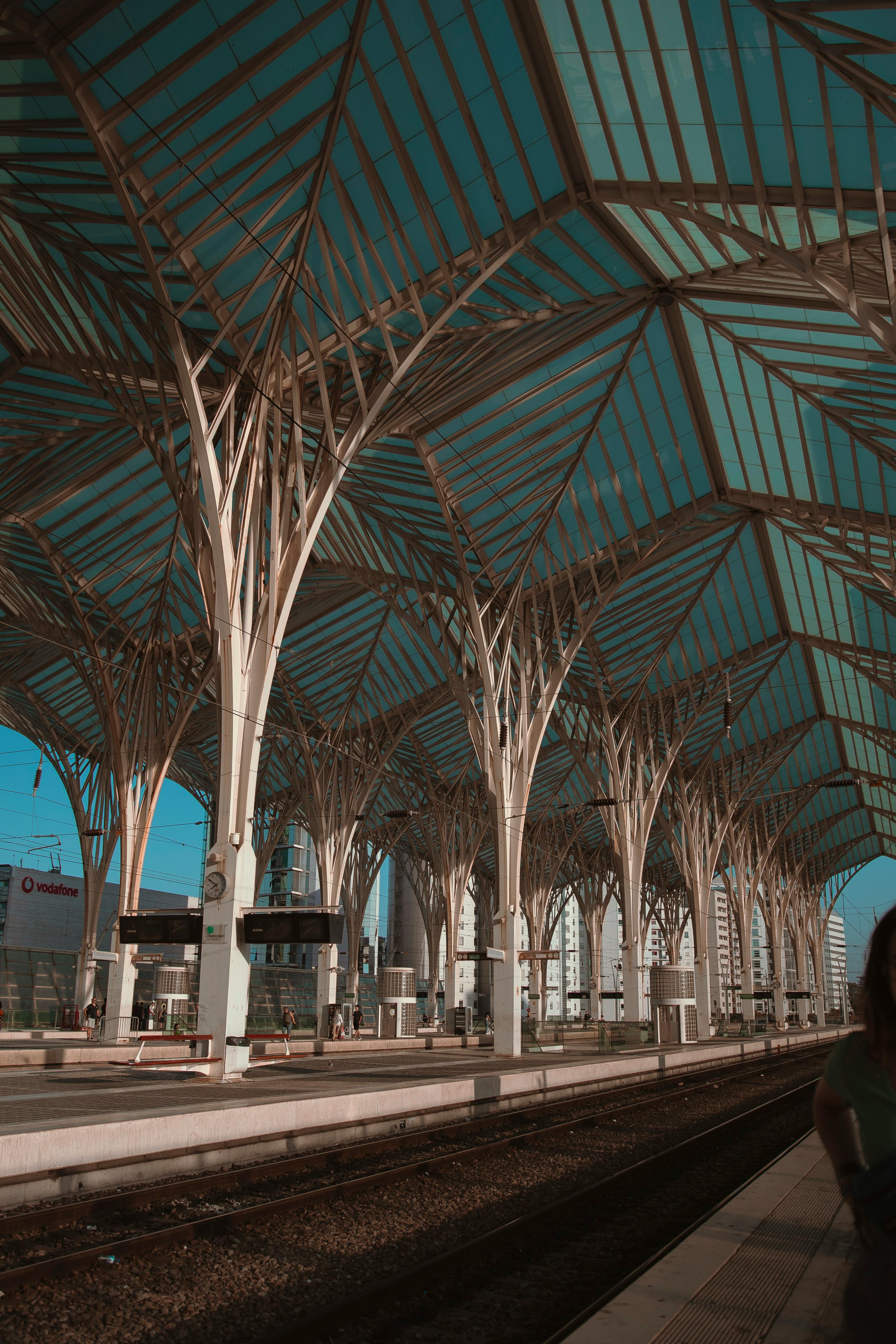 Blue Modern Ceiling Over an Empty Railway Station · Free Stock Photo