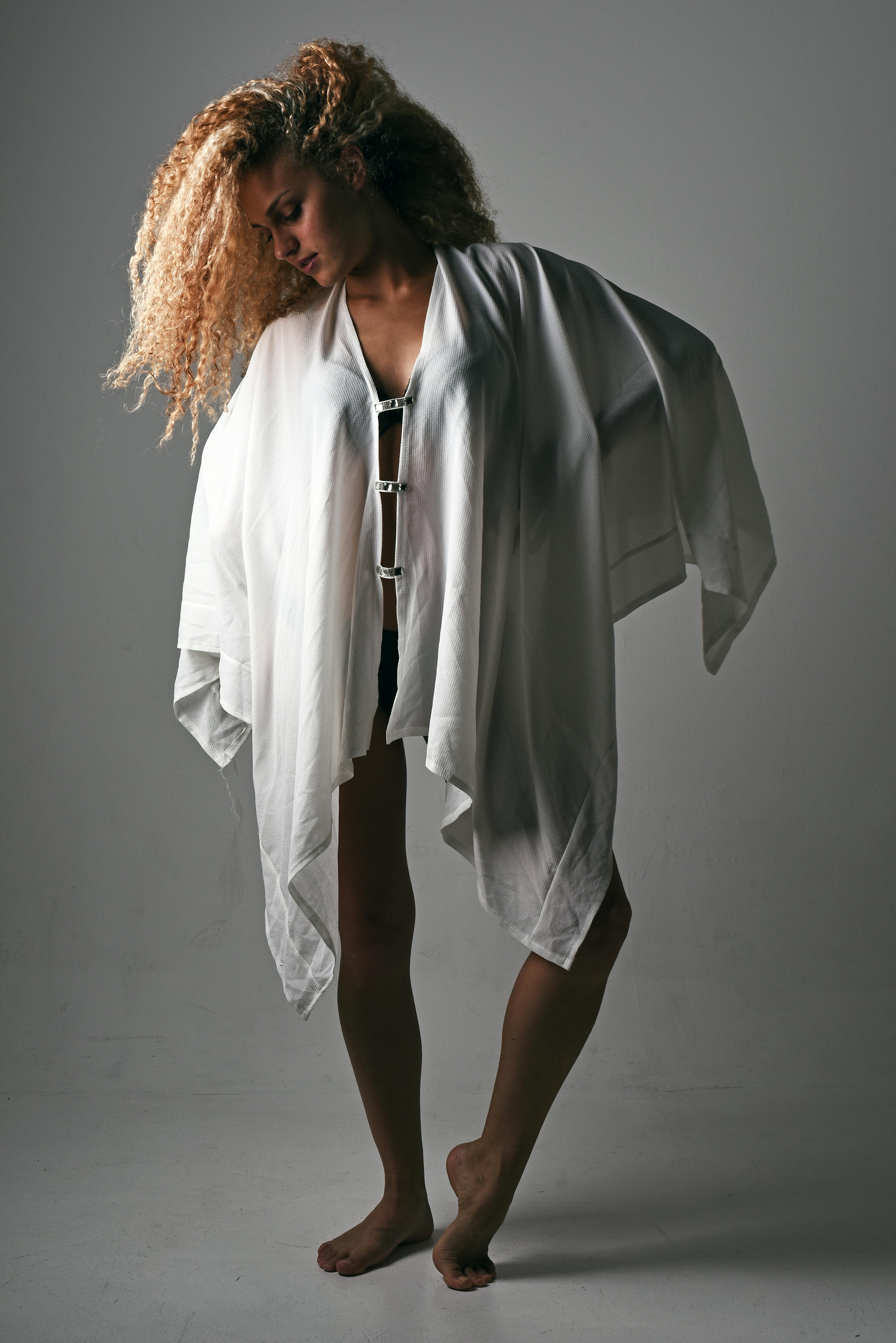 Blonde Woman Standing in White Cloak · Free Stock Photo