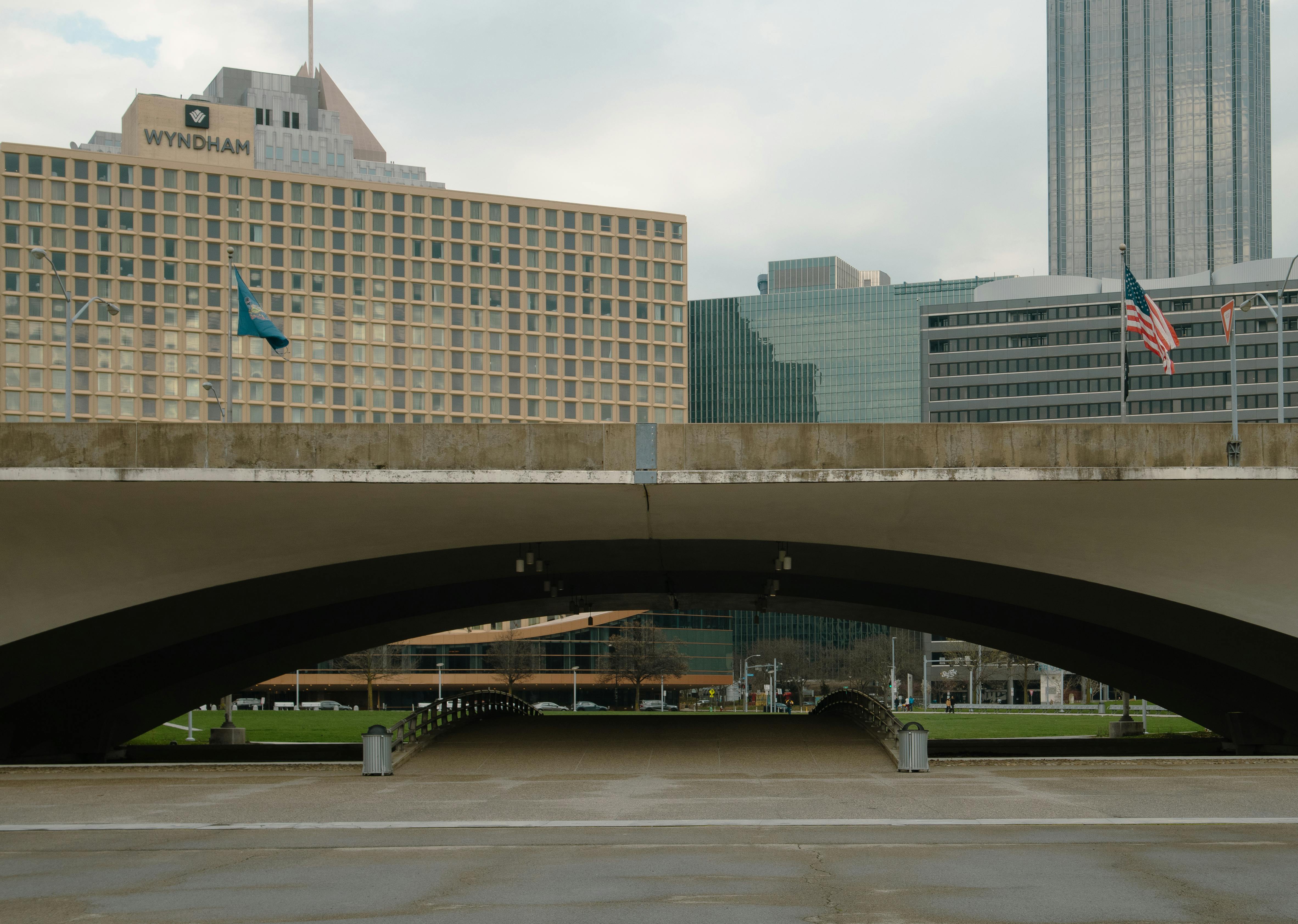 Footbridge in Point State Park Under a Highway Overpass · Free Stock Photo
