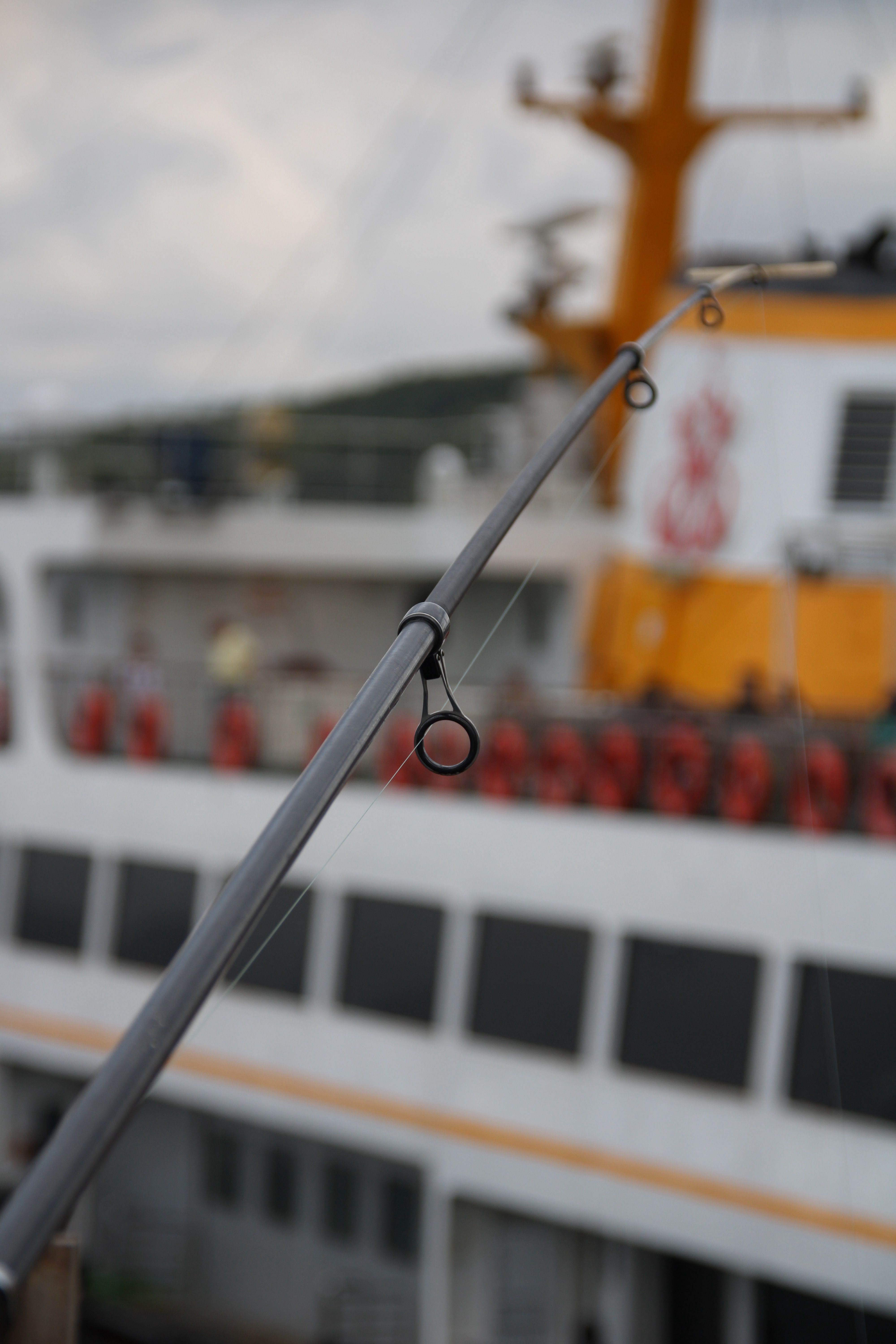 Fishing Rod against a Ship · Free Stock Photo