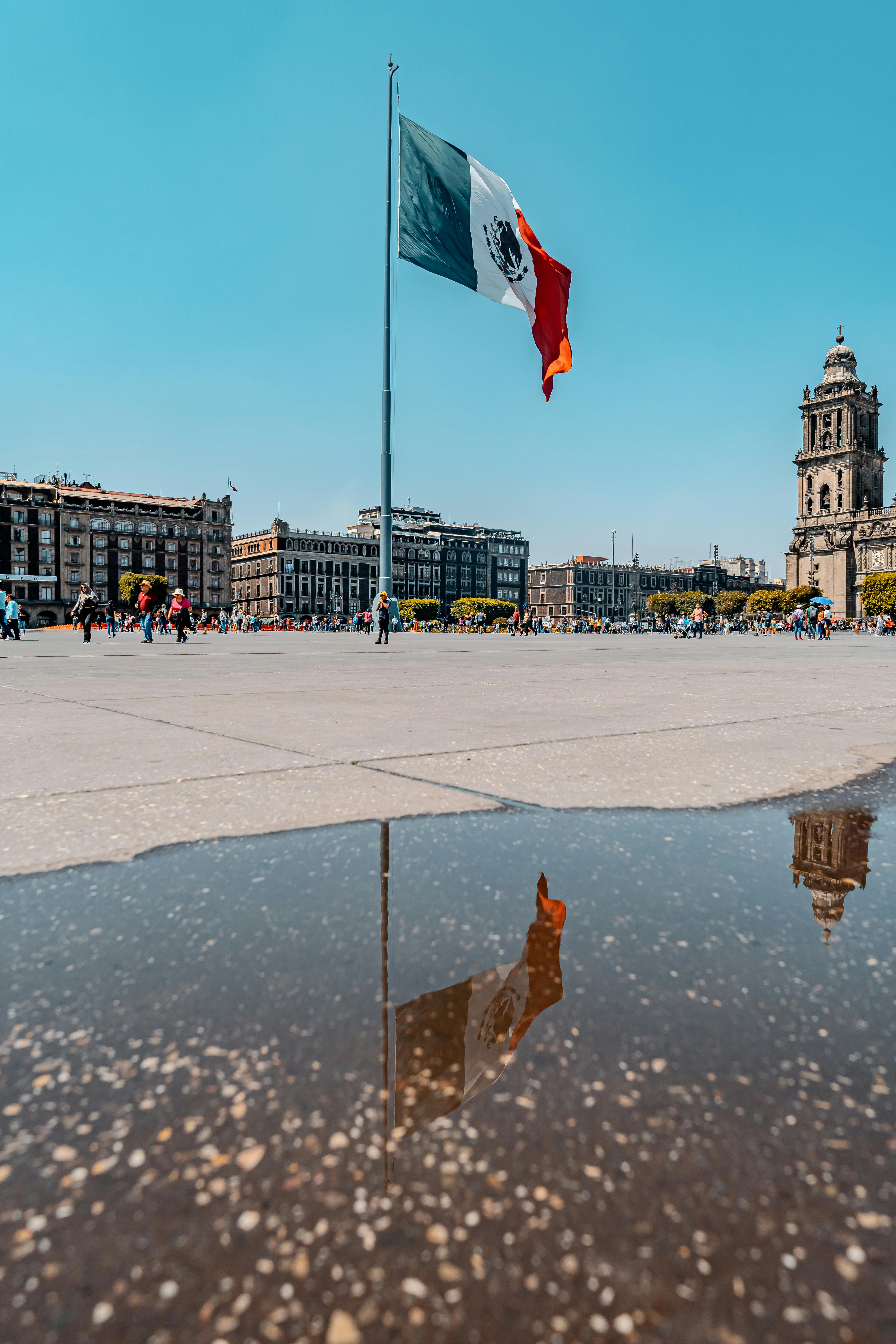 Flag of Mexico at Plaza de la Constitucion in Mexico City · Free Stock ...