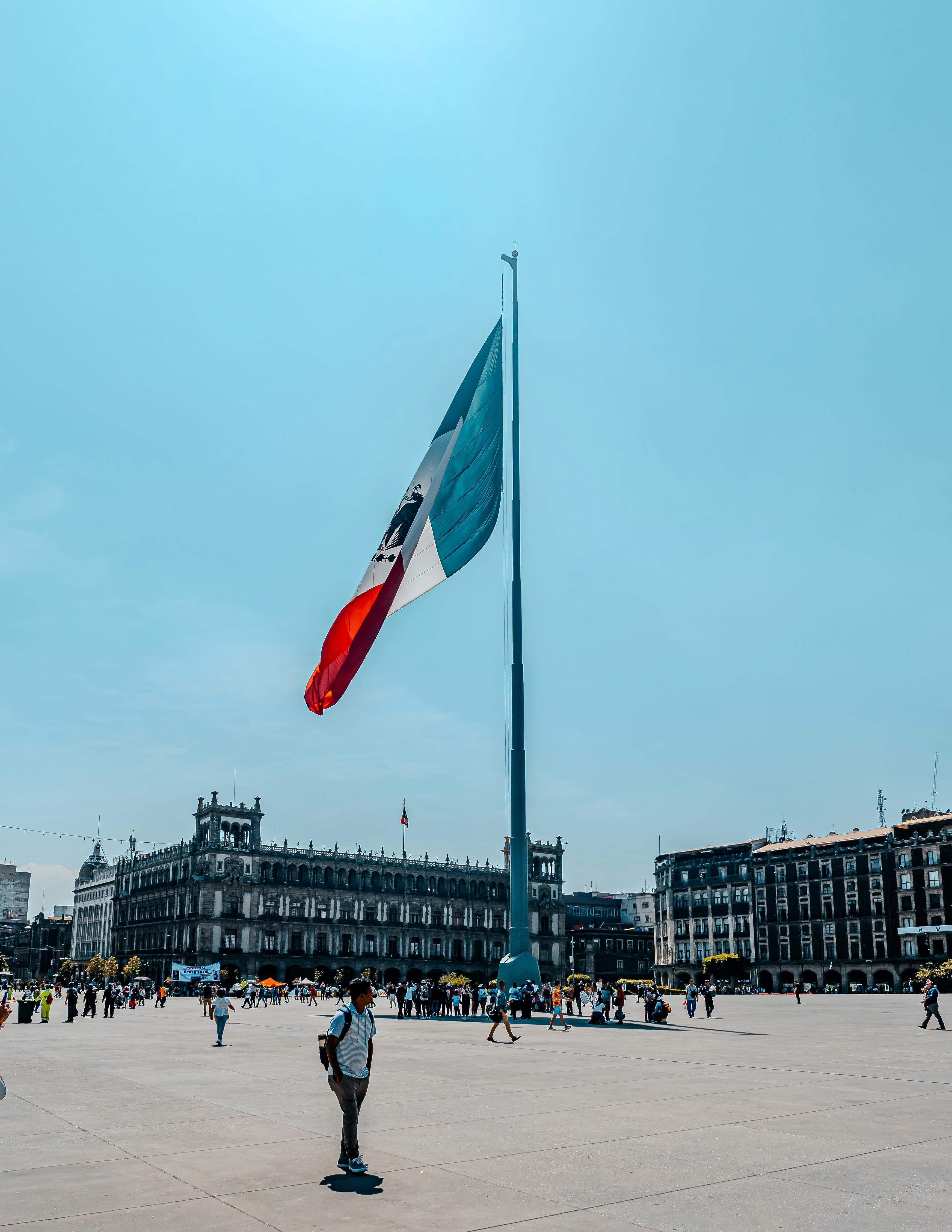 Flag of Mexico at Plaza de la Constitucion in Mexico City · Free Stock ...