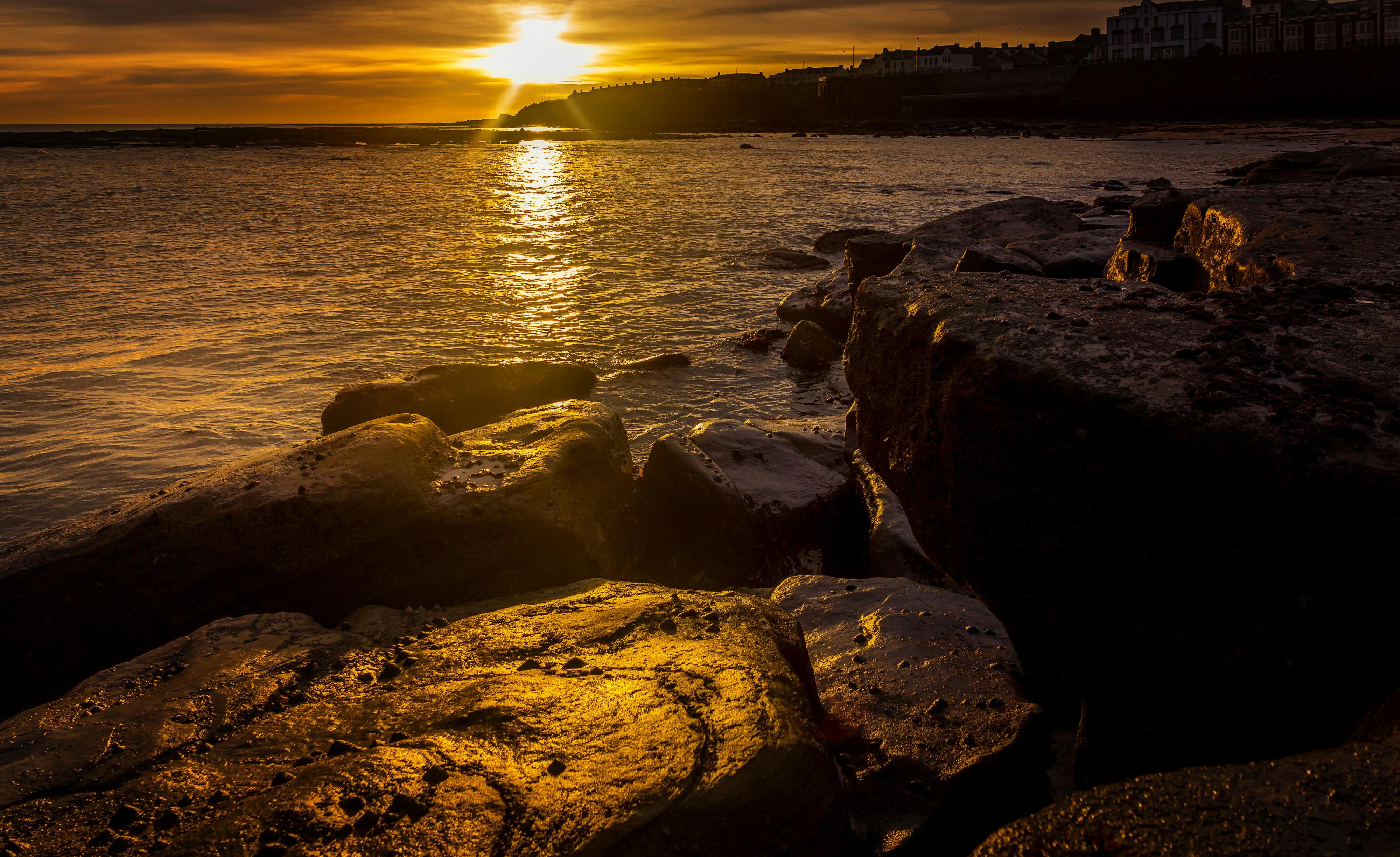 Bright Sunset Light Reflecting in the Sea · Free Stock Photo