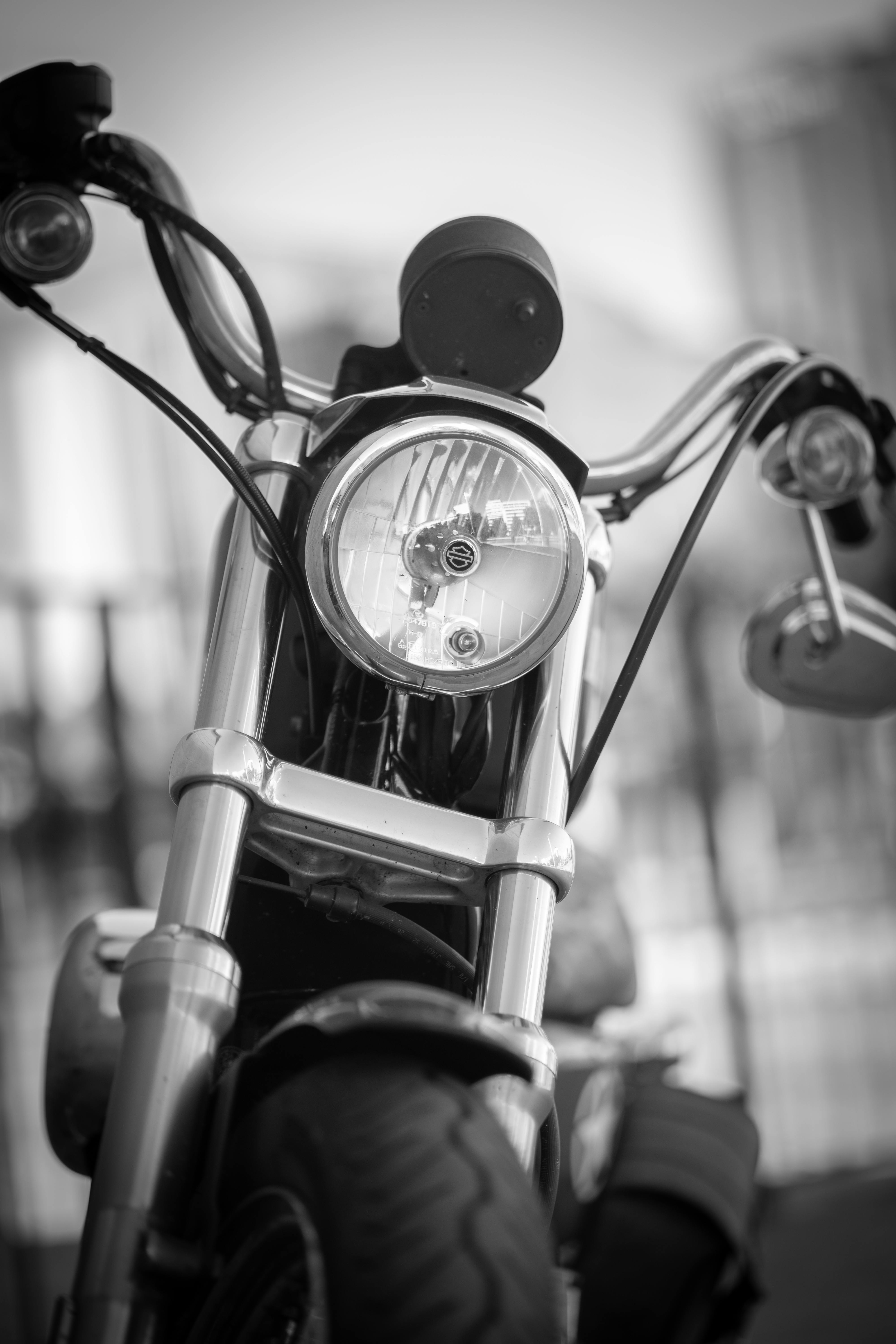 Front of the Motorcycle in Black and White · Free Stock Photo