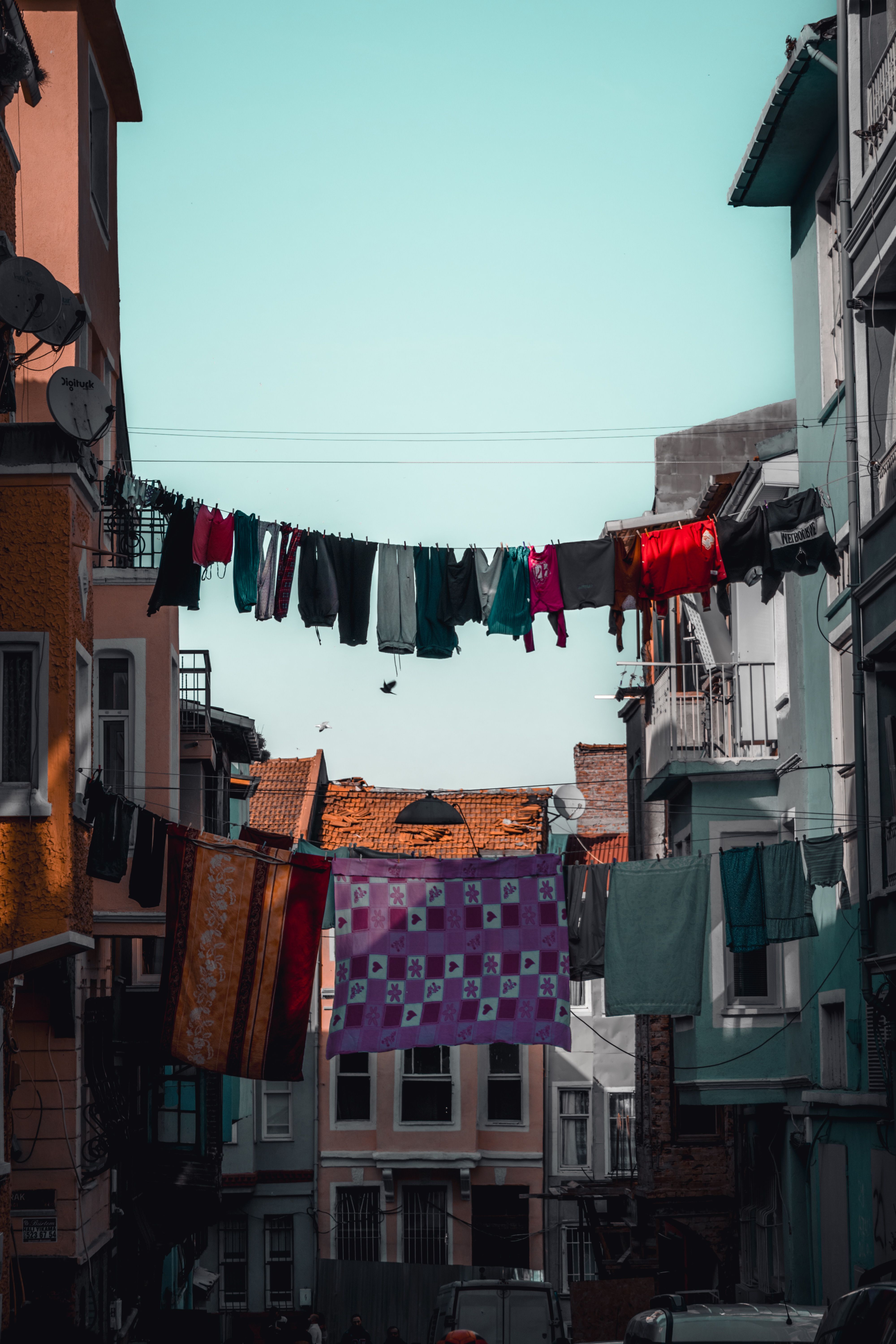 Laundry Drying between Houses in Town · Free Stock Photo