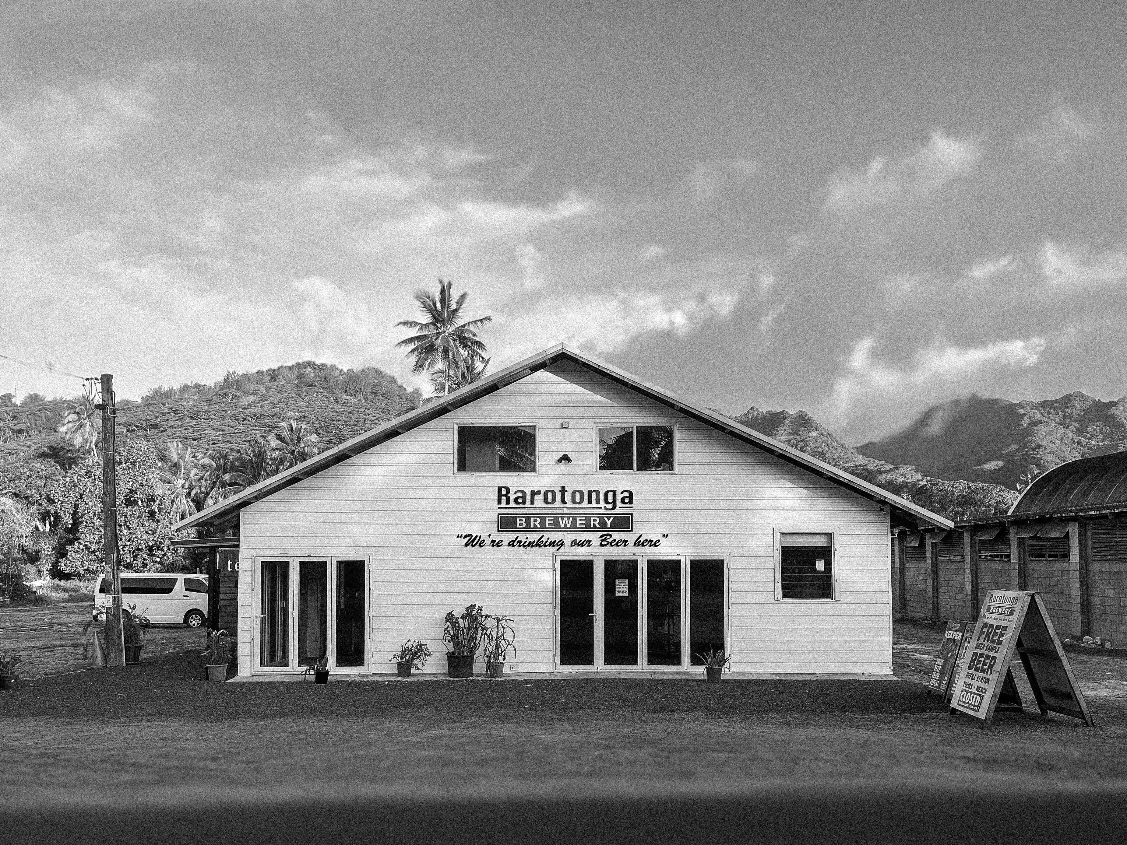 Black and White Photo of the Rarotonga Brewery Building in Rarotonga ...