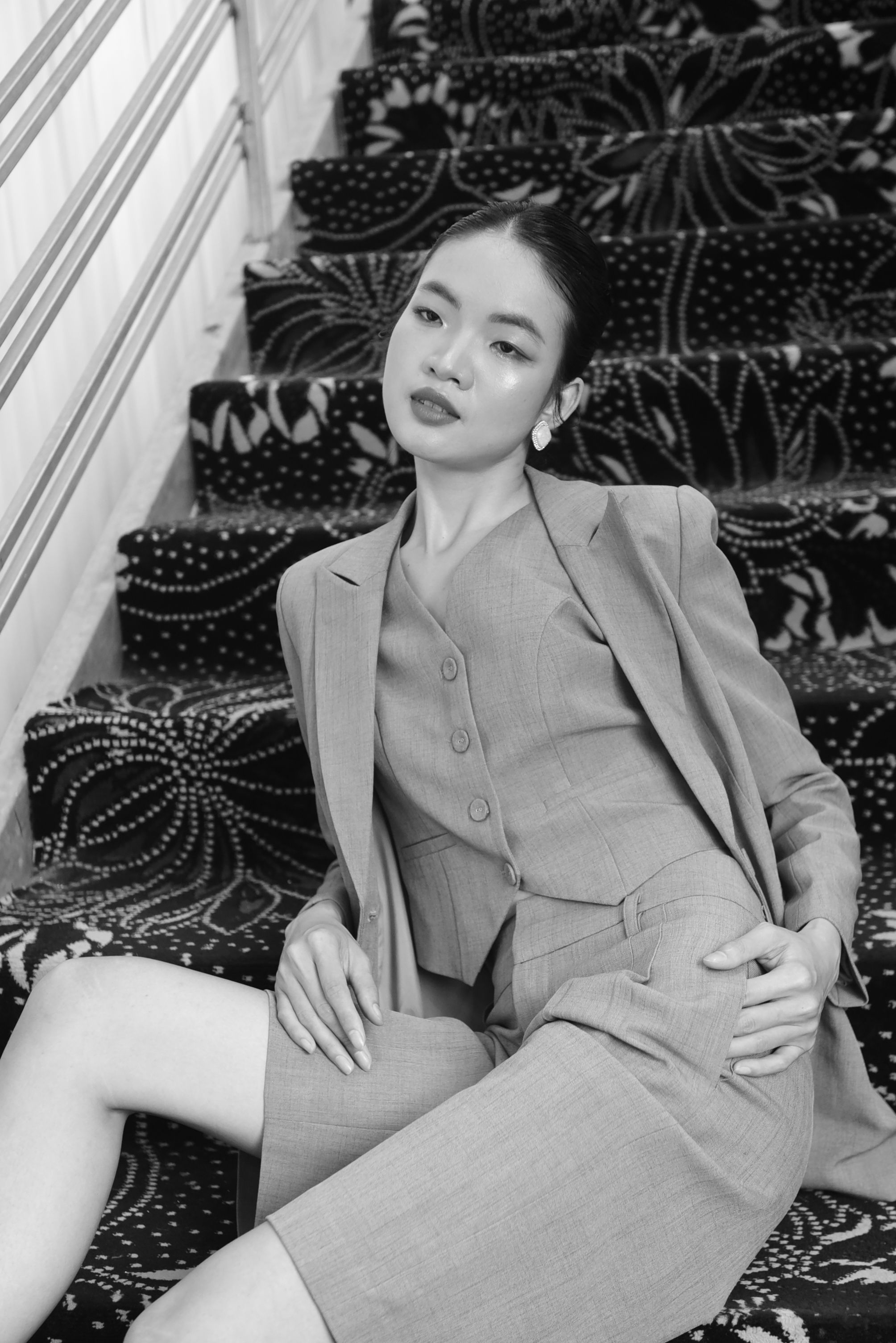 Portrait of Woman Sitting on Stairs · Free Stock Photo