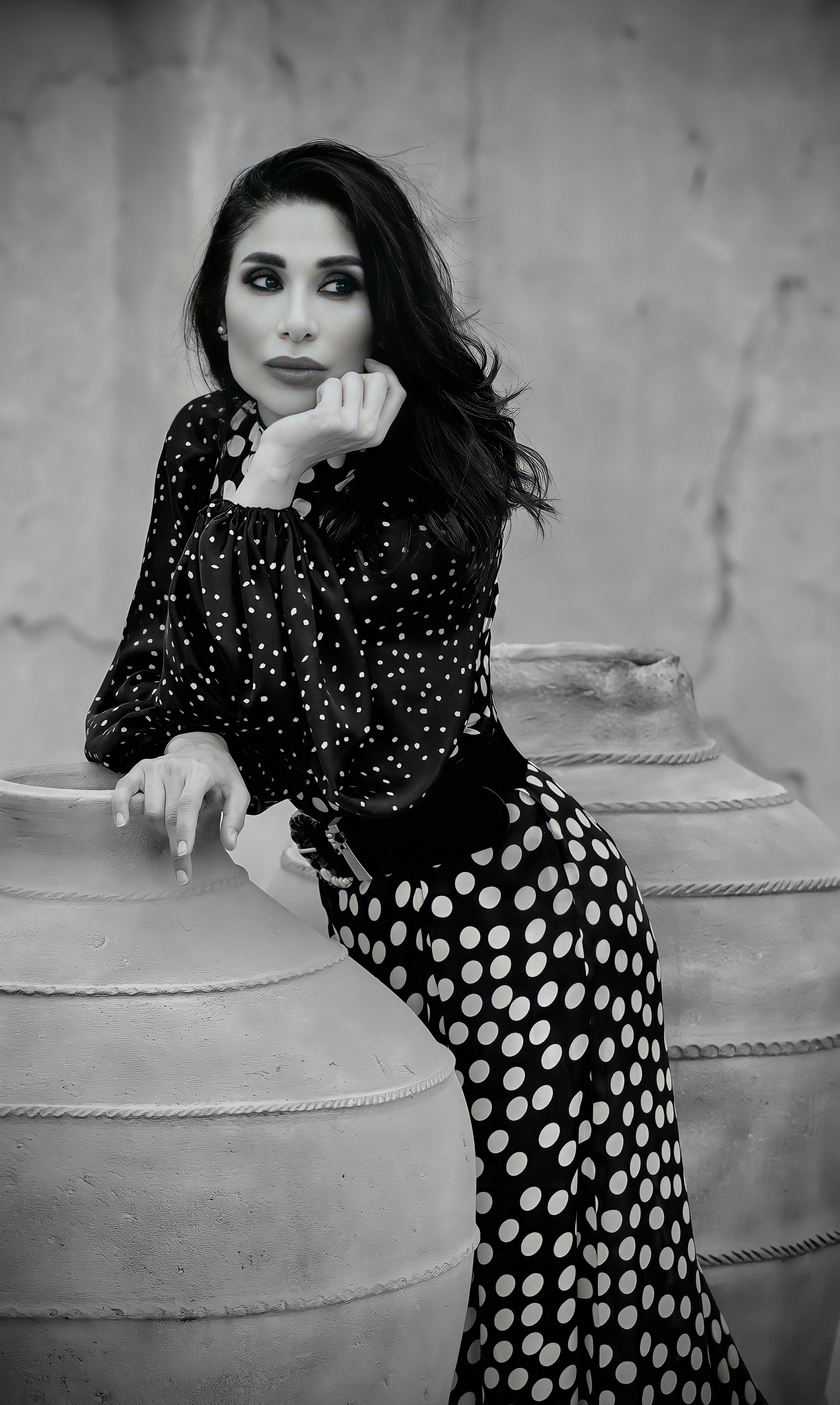 Brunette Woman in Black and White · Free Stock Photo