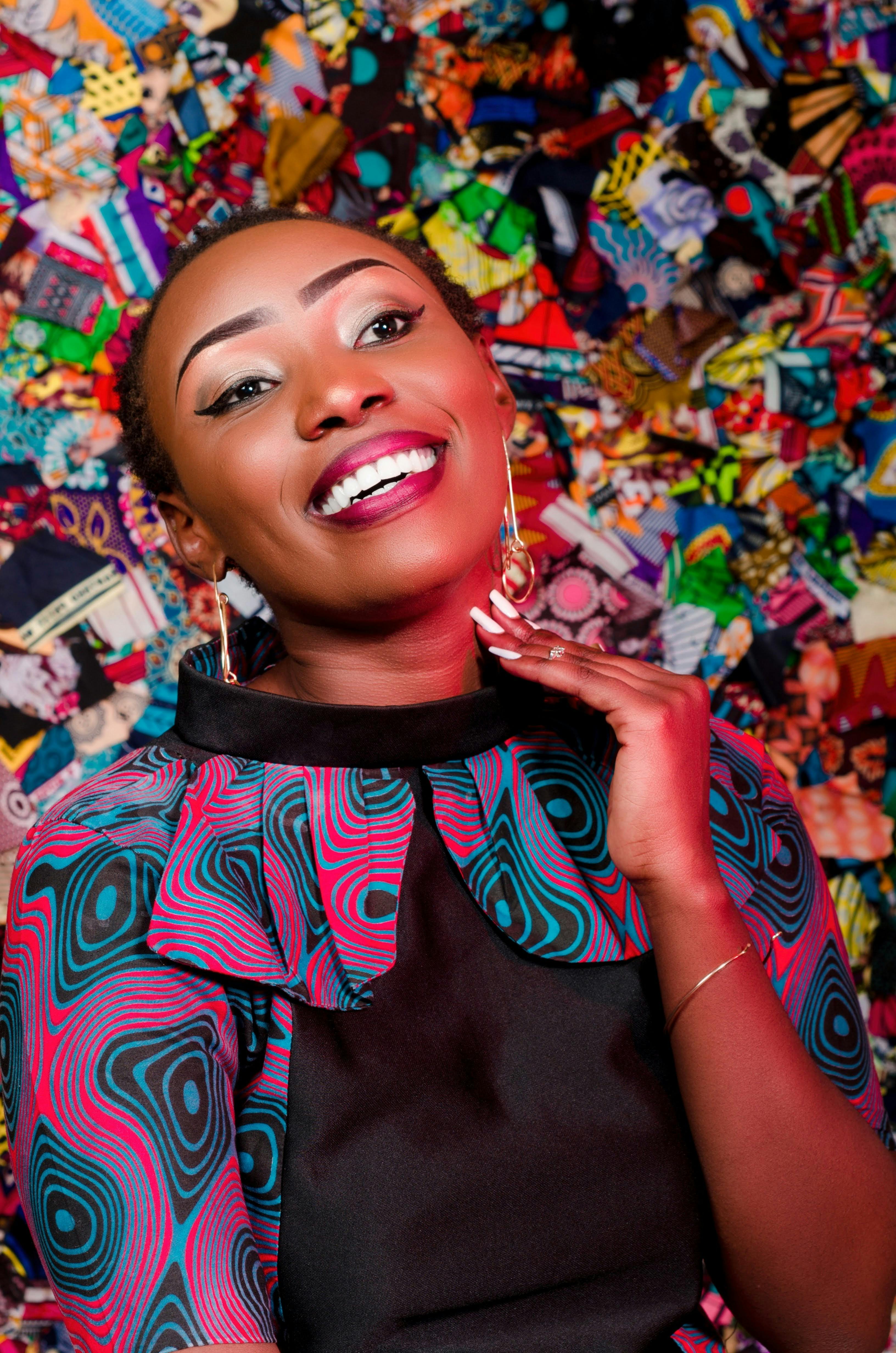 Portrait of a Young Woman against the Colorful Background · Free Stock Photo