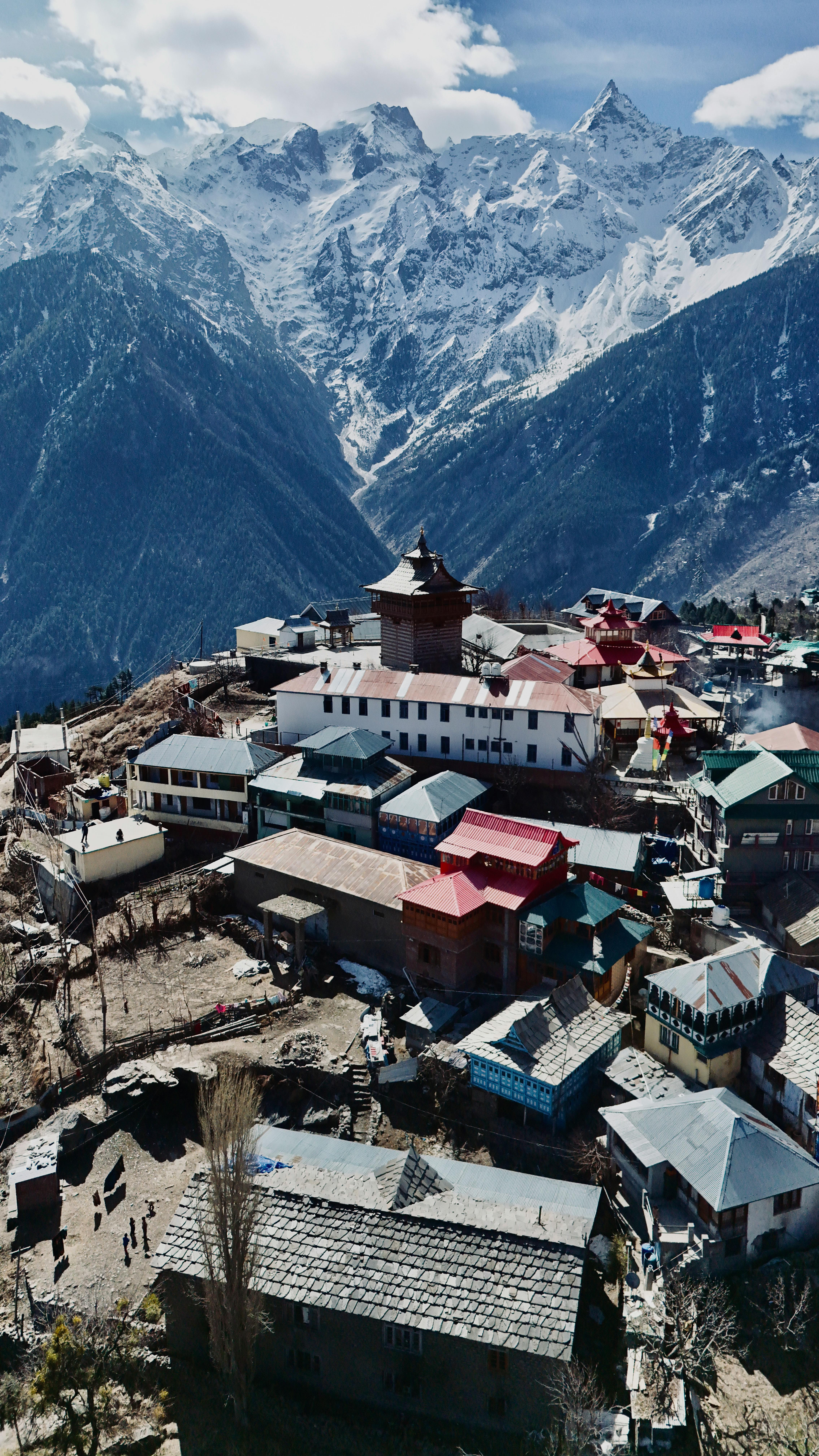Aerial View of the Kalpa Village in the Himalays in India · Free Stock ...